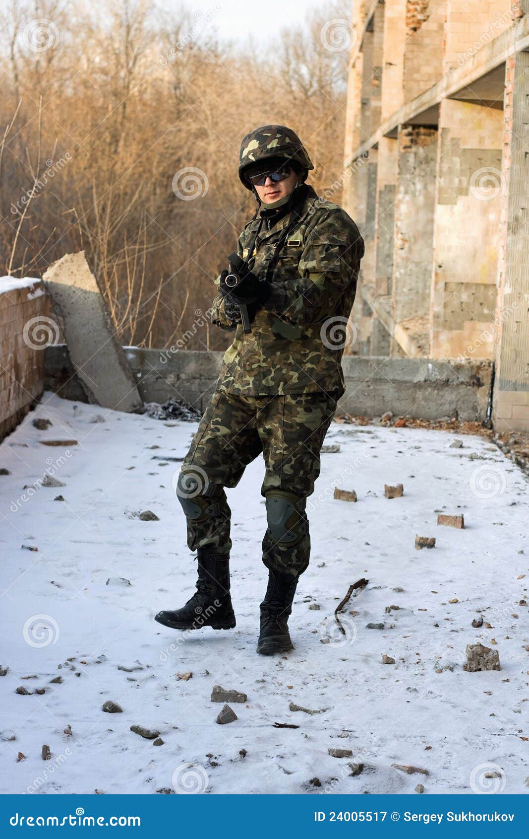 Strong Military Man with Weapon Stock Image - Image of gunshot ...