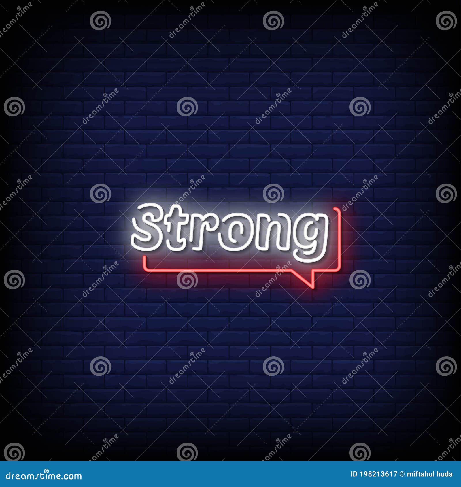 Strong Neon Signs Vector stock vector. Illustration of element - 198213617