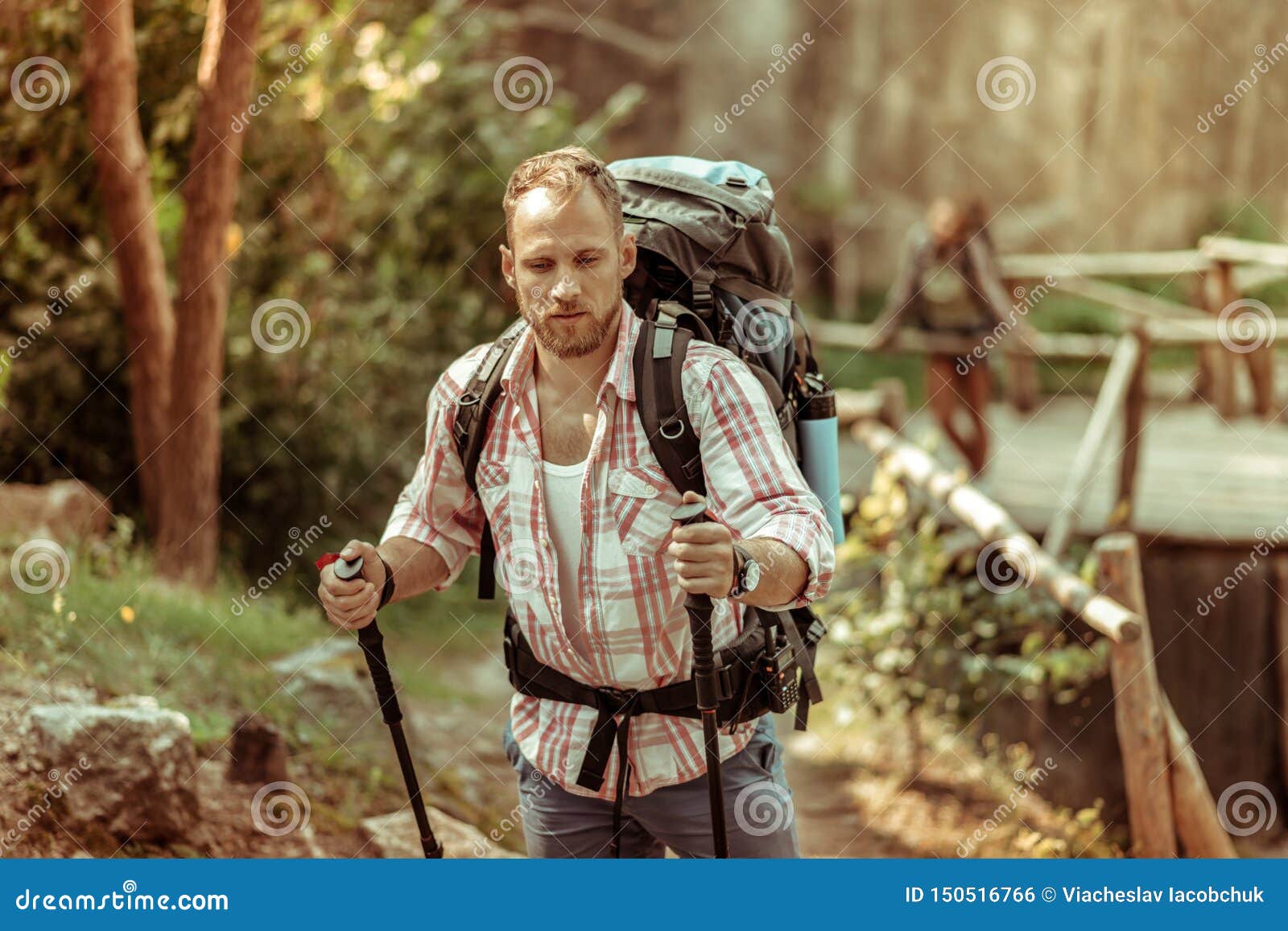 Strong Nice Young Man Carrying a Backpack Stock Photo - Image of ...