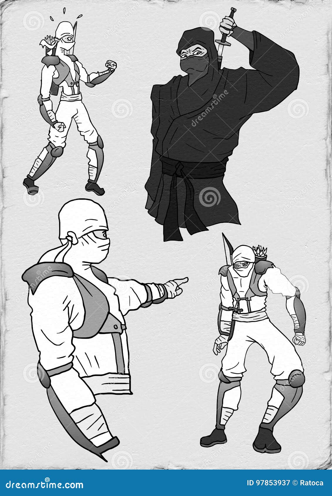 Strong ninja draw stock illustration. Illustration of draw - 97853937