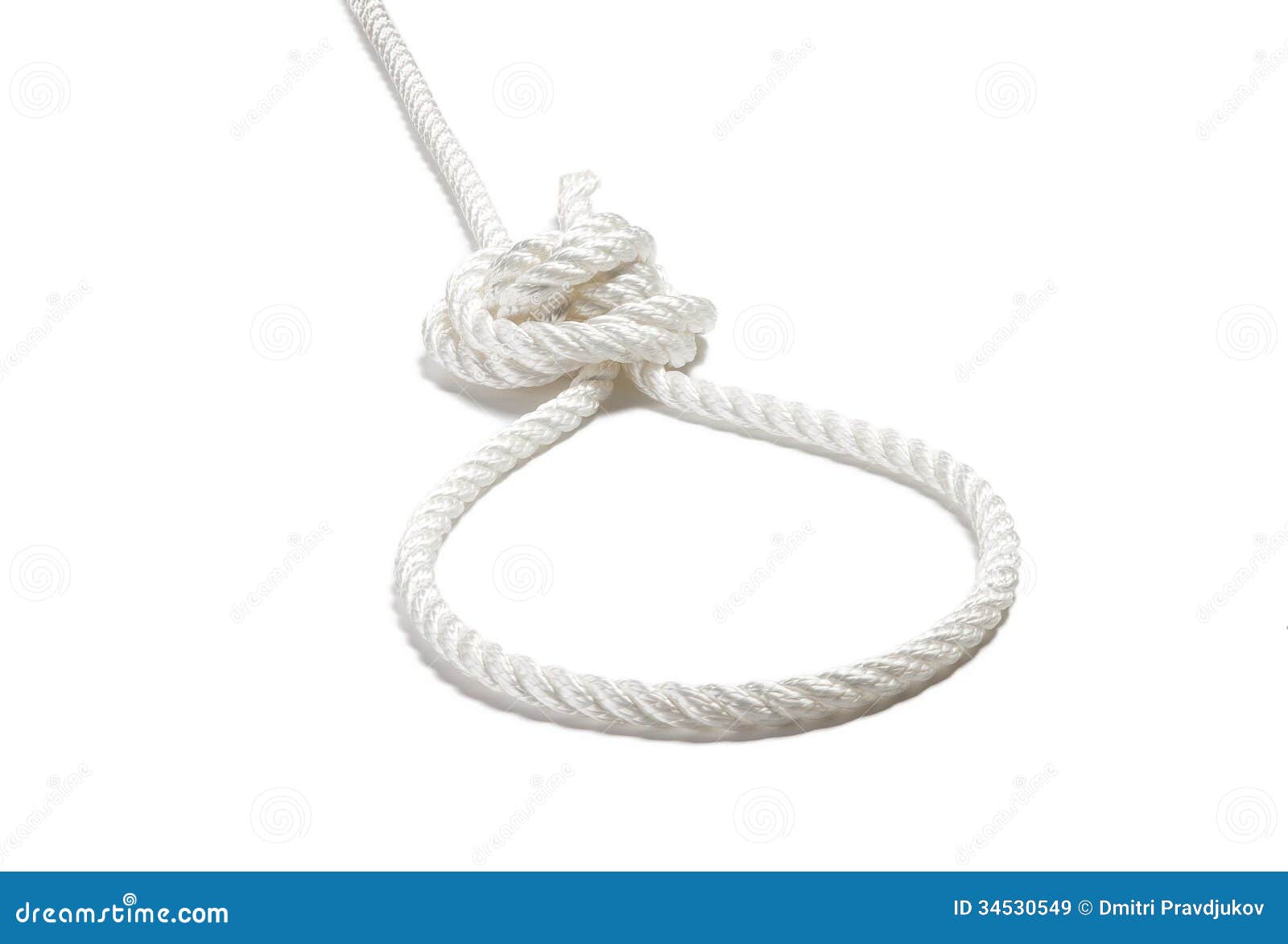 Strong Nylon Rope with a Knot on White Stock Image - Image of ...