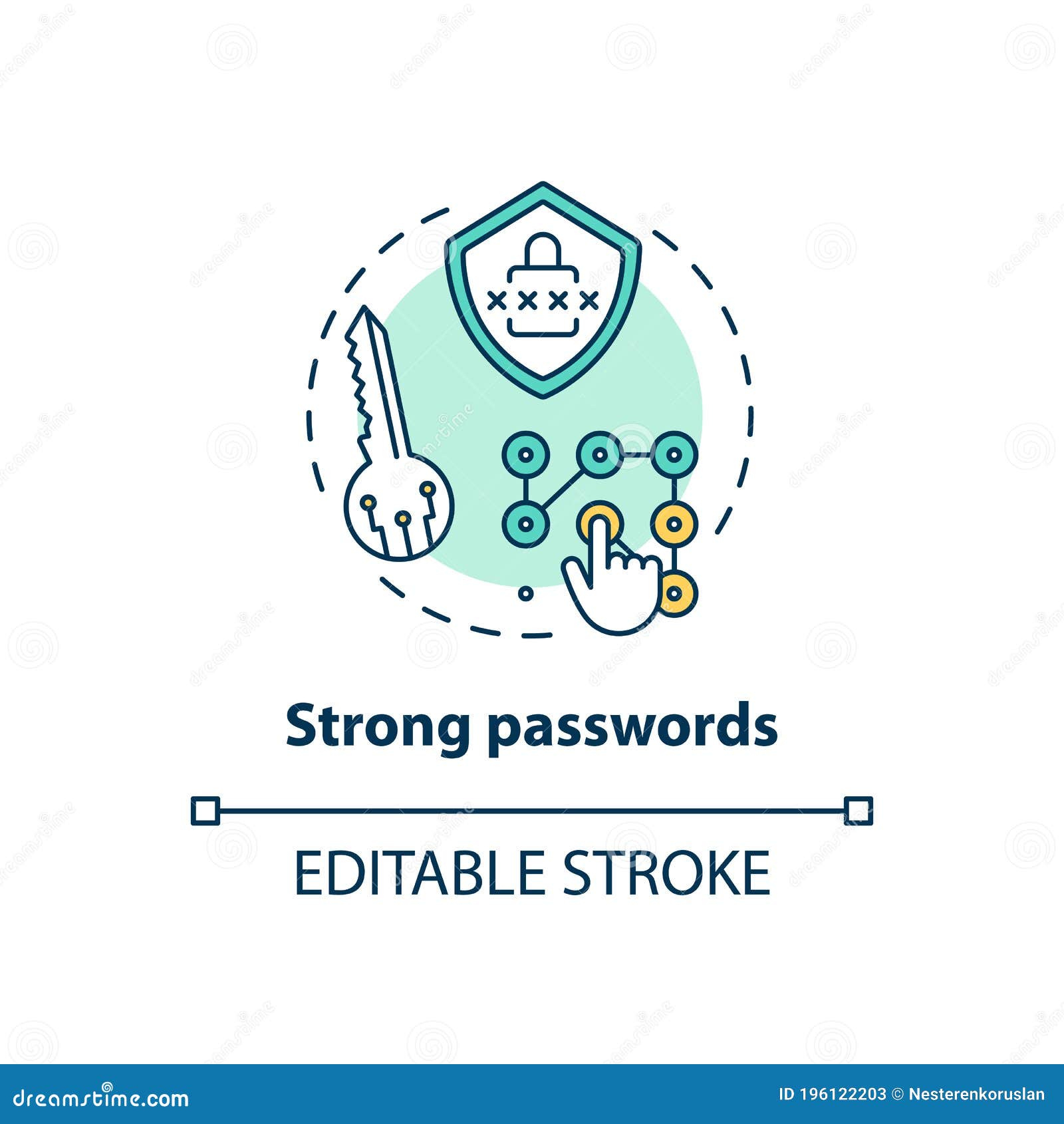 Strong Passwords Concept Icon Stock Vector - Illustration of hacking ...