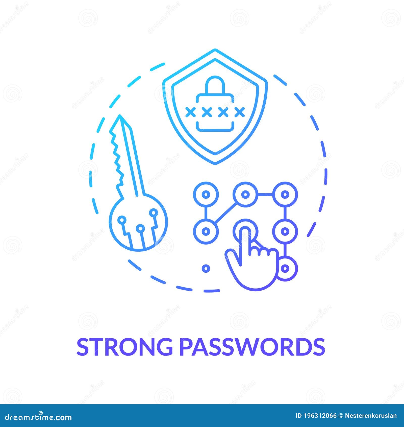 Strong Passwords Concept Icon Stock Vector - Illustration of linear ...