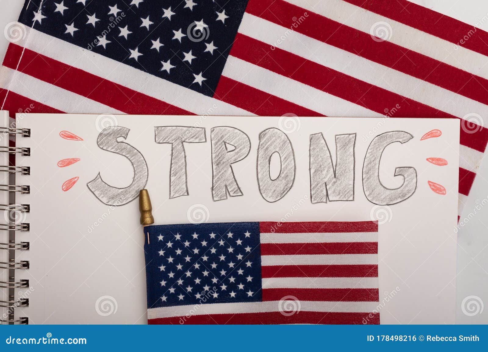 Strong Message on Spiral Notebook USA Flags on the Background Stock ...