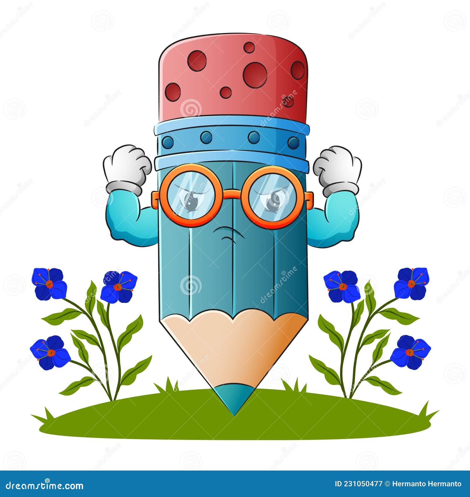 The Strong Pencil with the Big Muscle Stock Vector - Illustration of ...