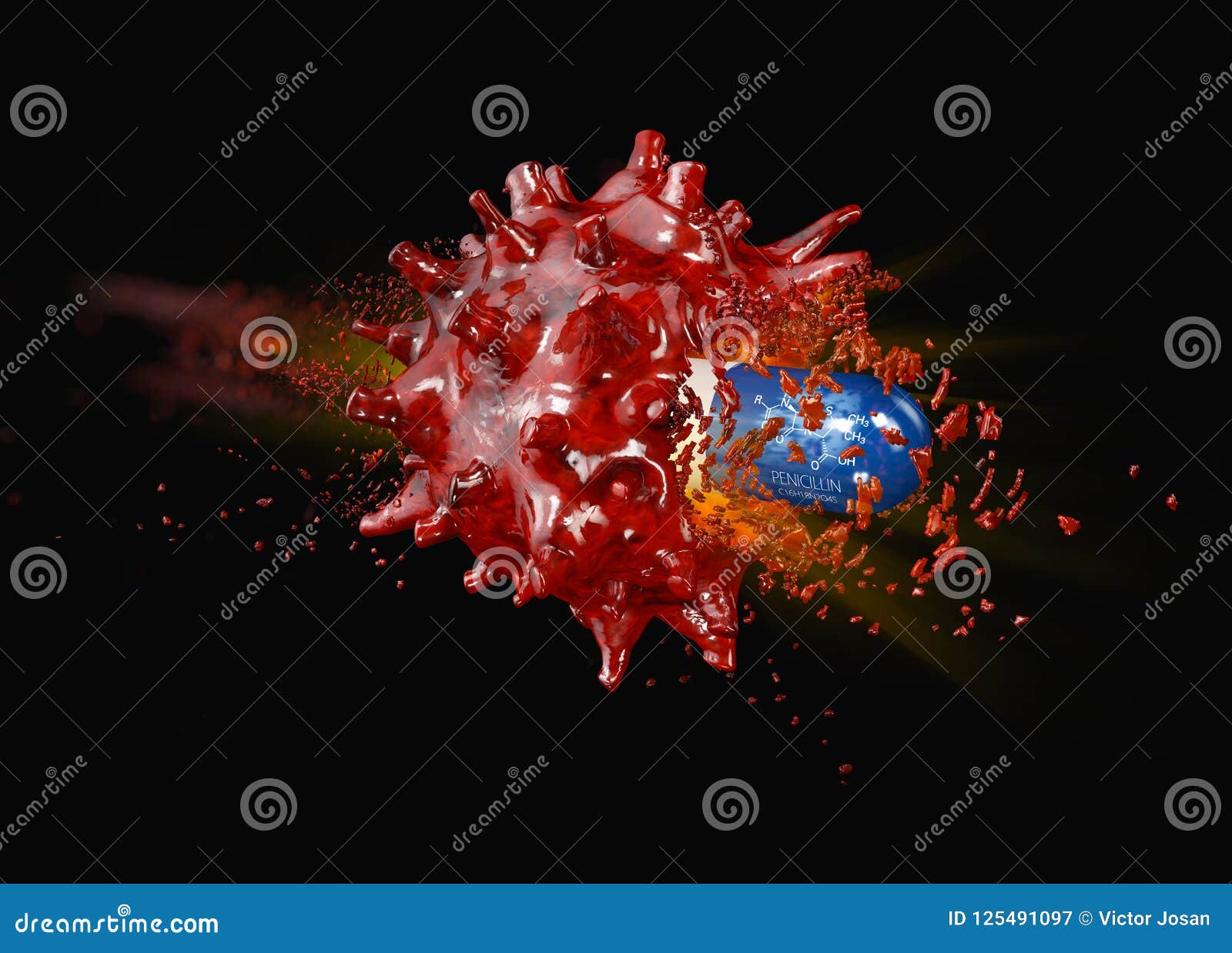 Strong Pill is Against Bacteria, 3d Illustration Stock Illustration ...