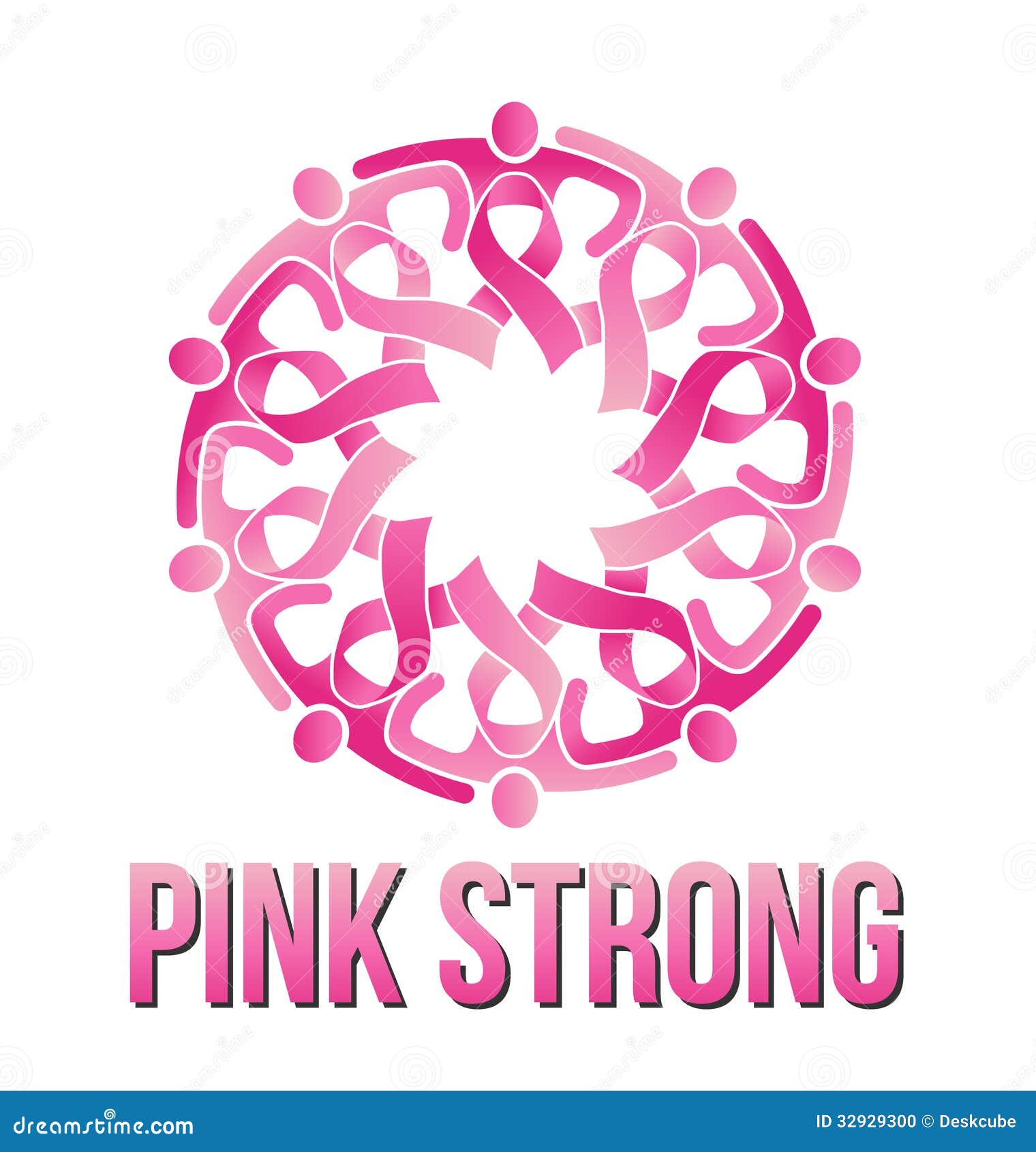 Pink Ribbon Circle People Logo Stock Vector - Illustration of cause ...