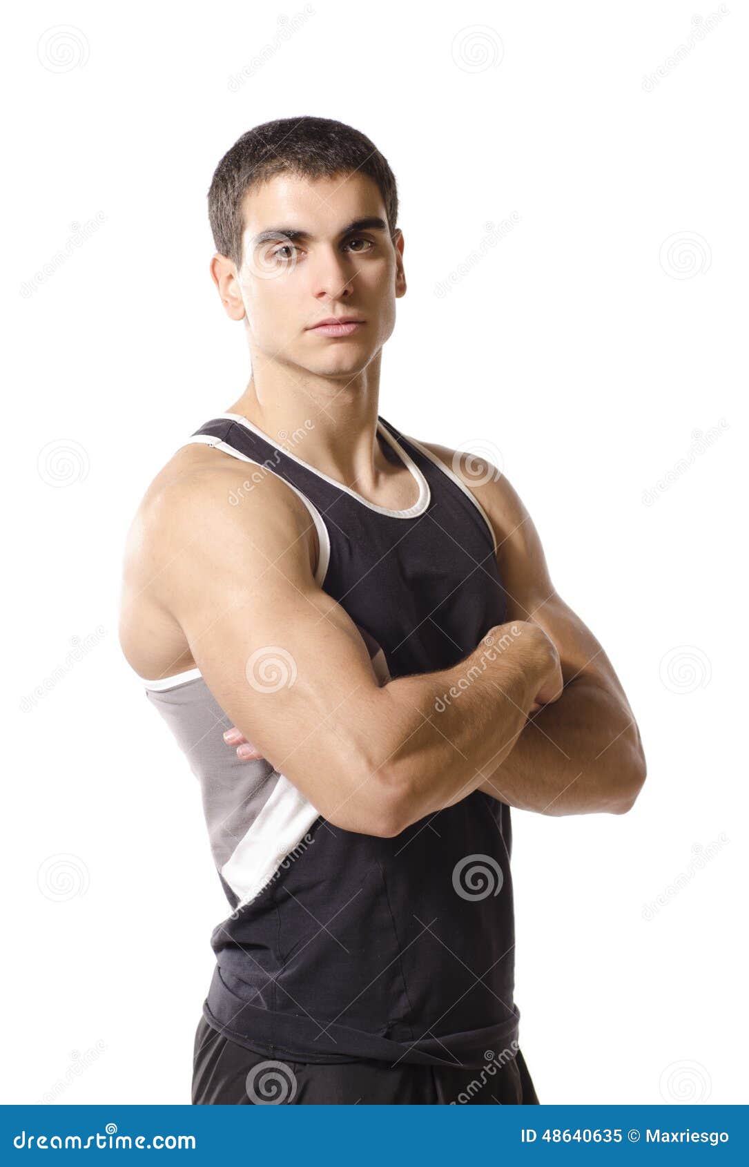 Strong Posing Man Isolated on White Stock Image - Image of athlete ...