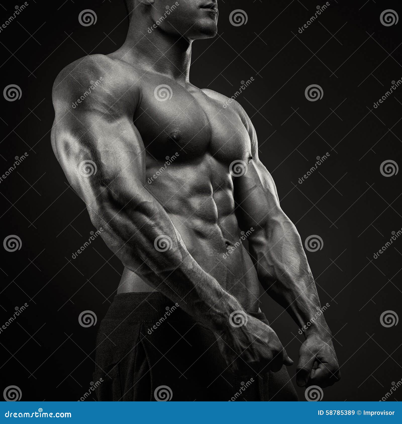 Strong and Power Bodybuilder Posing Stock Image - Image of chest ...