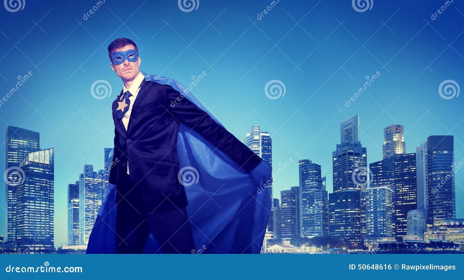 Strong Powerful Business Superhero Cityscape Concept Stock Photo ...