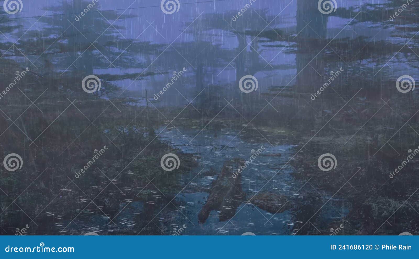 Strong Rain and Thunder in the Swamp Forest Stock Photo - Image of ...