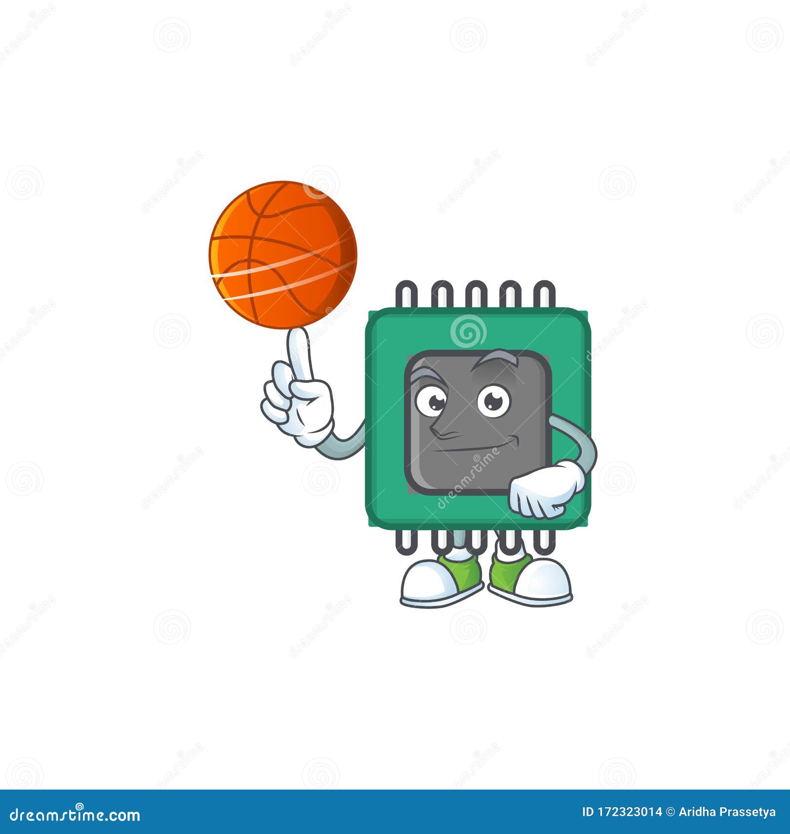 A Strong RAM Cartoon Character with a Basketball Stock Vector ...