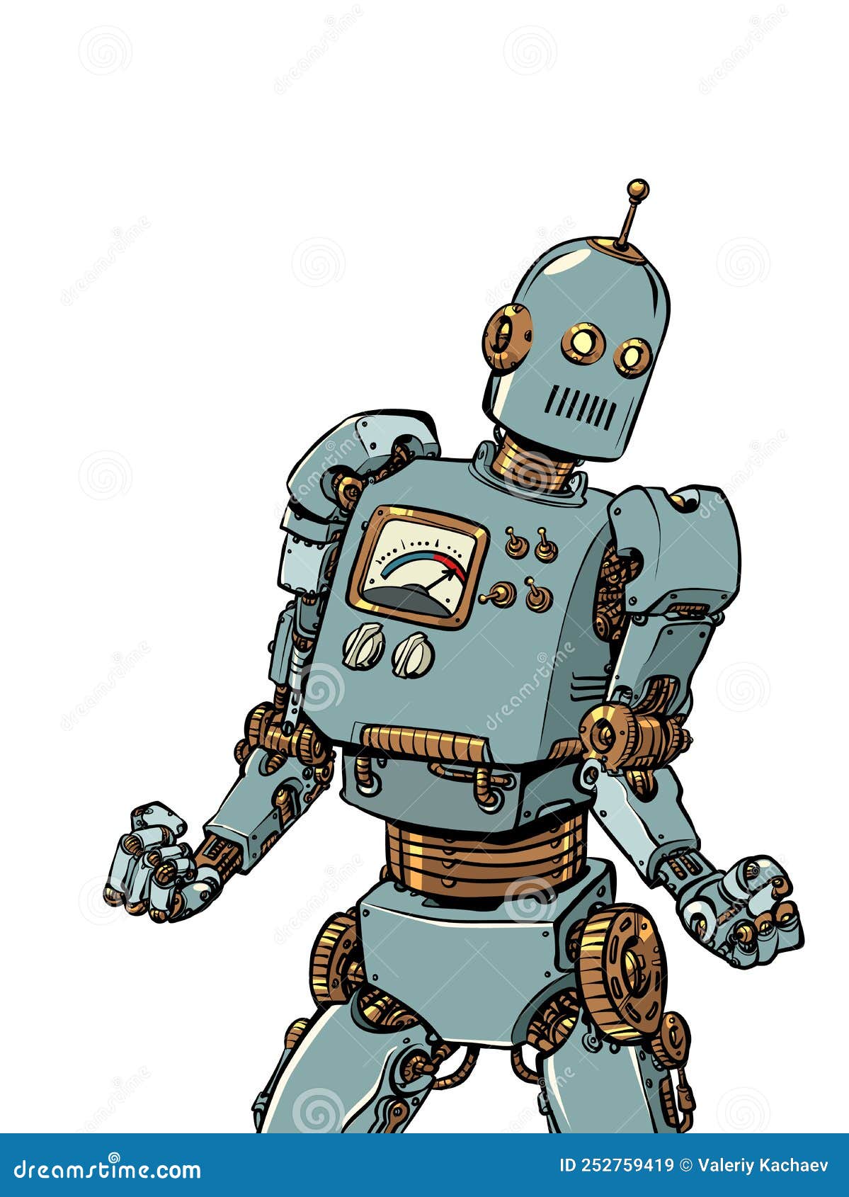 Strong Robot With Powerful Arms In Bodybuilders Pose, Artificial ...