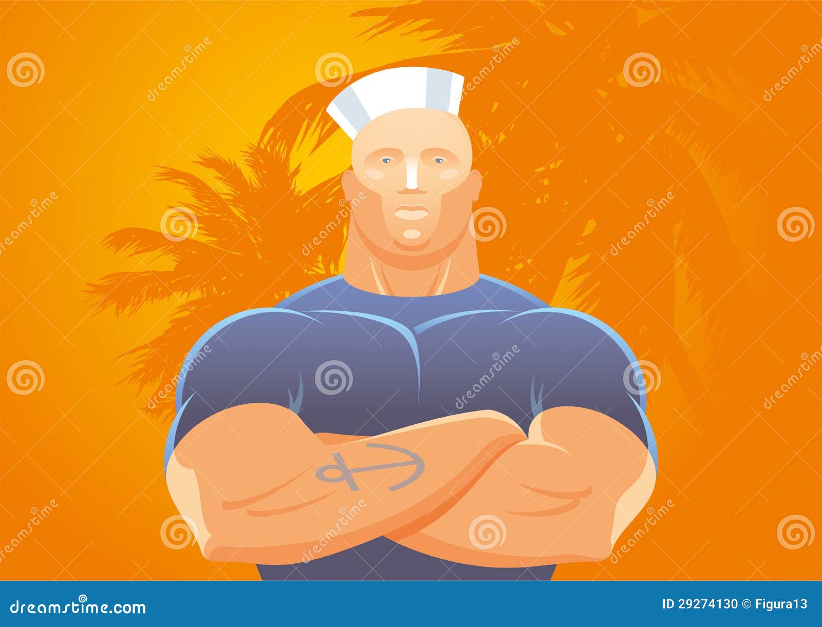 Sailor Strong Cool Serious. Russian Soldier Seafarer Smoking Cigar ...