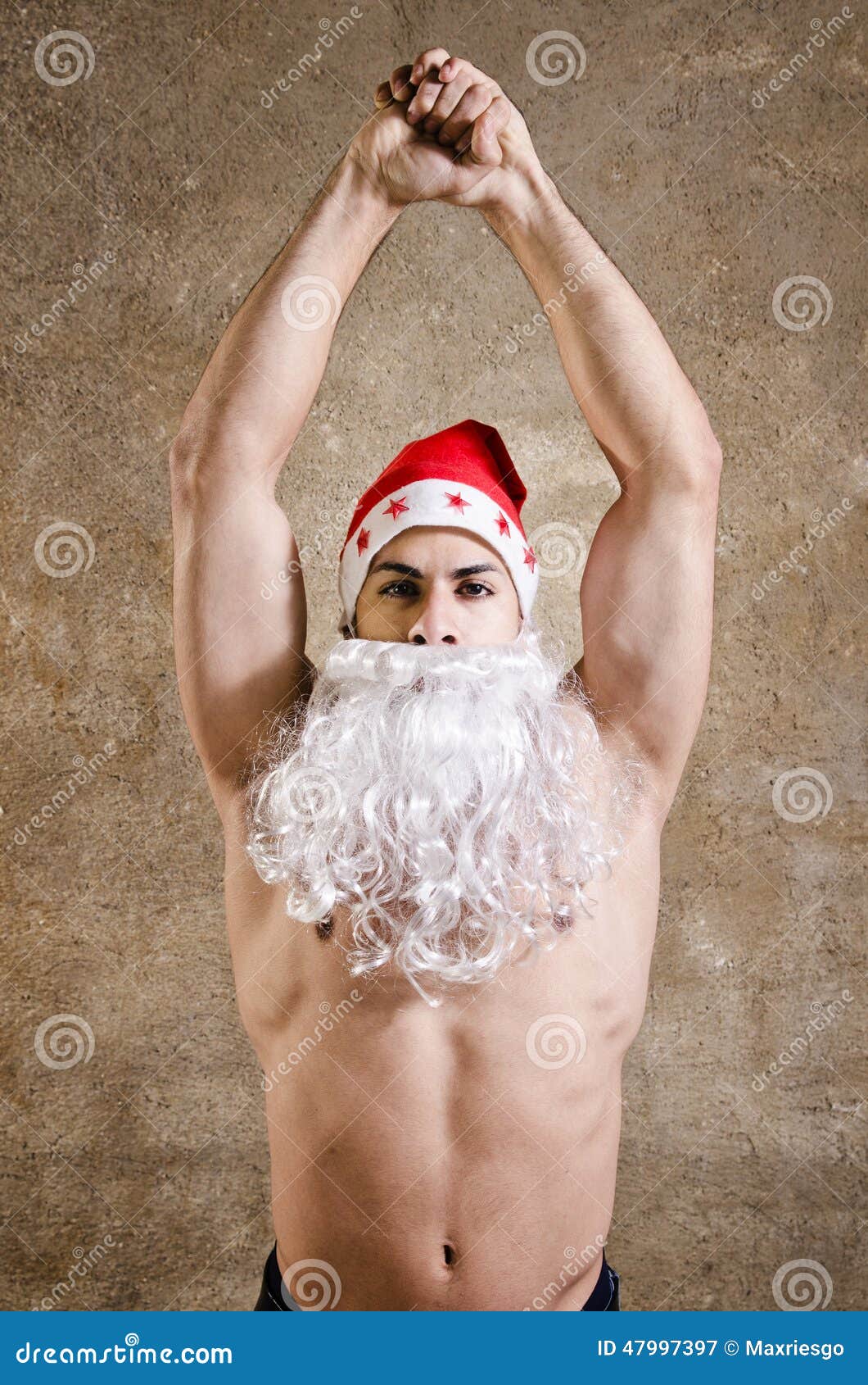 Strong Santa Posing with Bodybuilding Pose Stock Image - Image of ...
