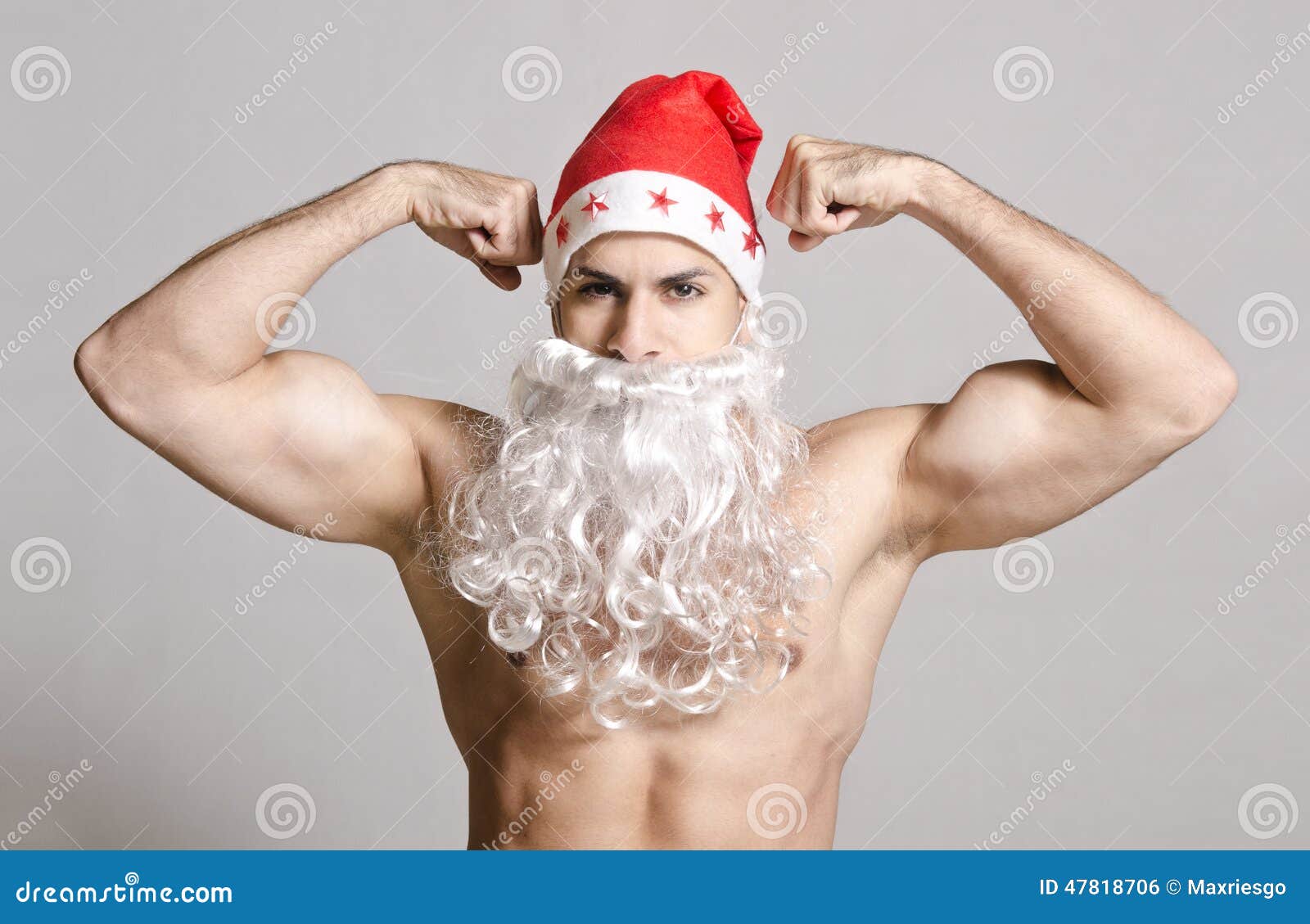 Strong Santa Posing in Studio Shot Stock Photo - Image of season, loss ...
