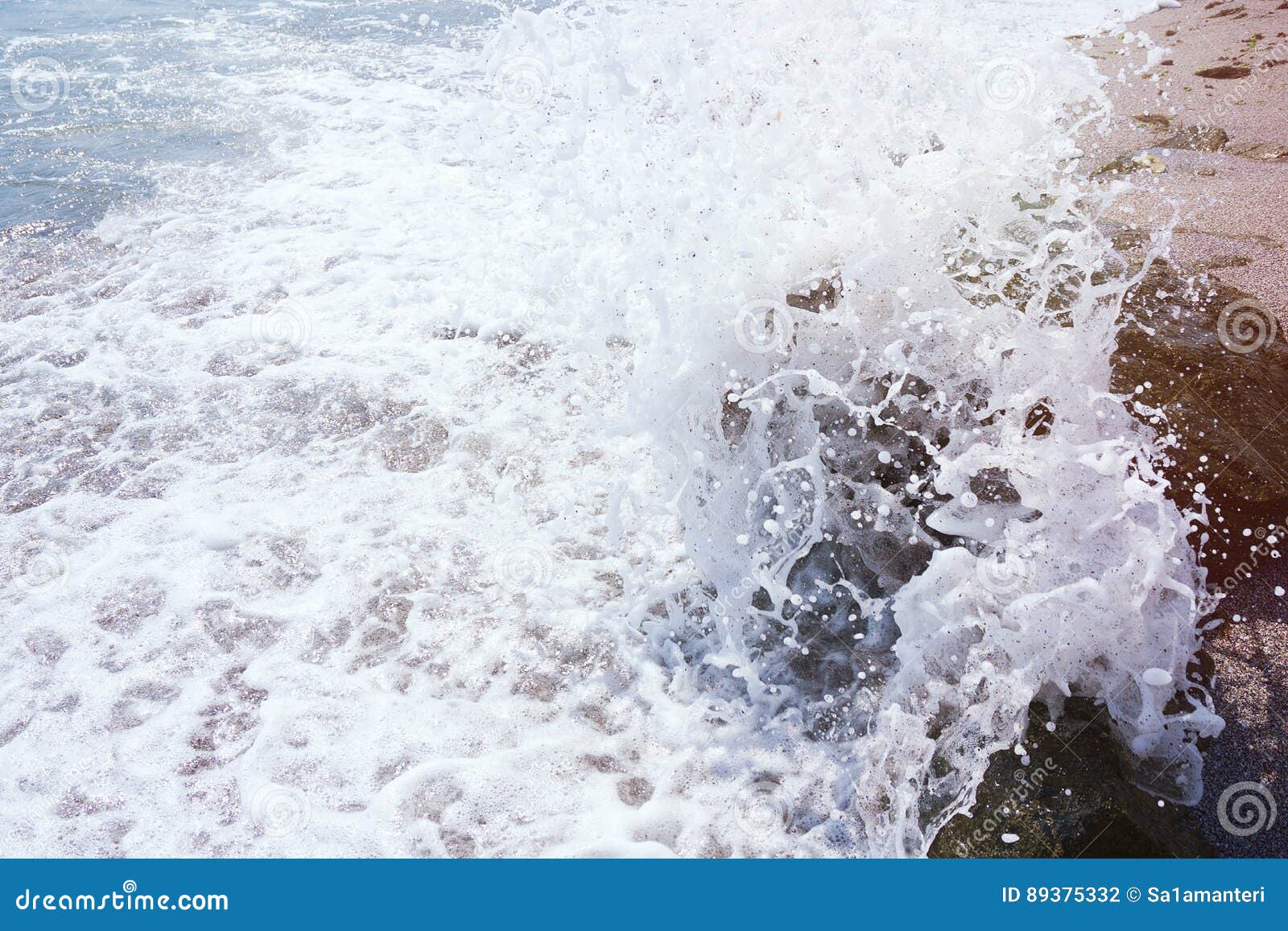 Strong Sea Wave Splashing on the Beach Shore Stock Photo - Image of ...