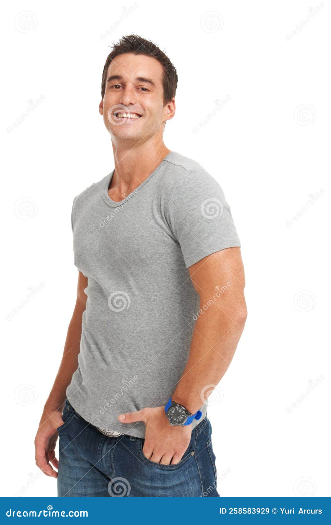 Strong and Sensitive. Studio Shot of Handsome Man Isolated on White ...