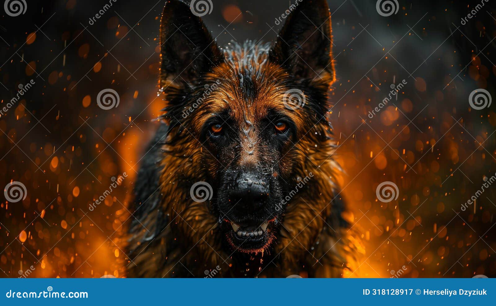 Strong and Serious: Portrait of German Shepherd Dog. Generative AI ...