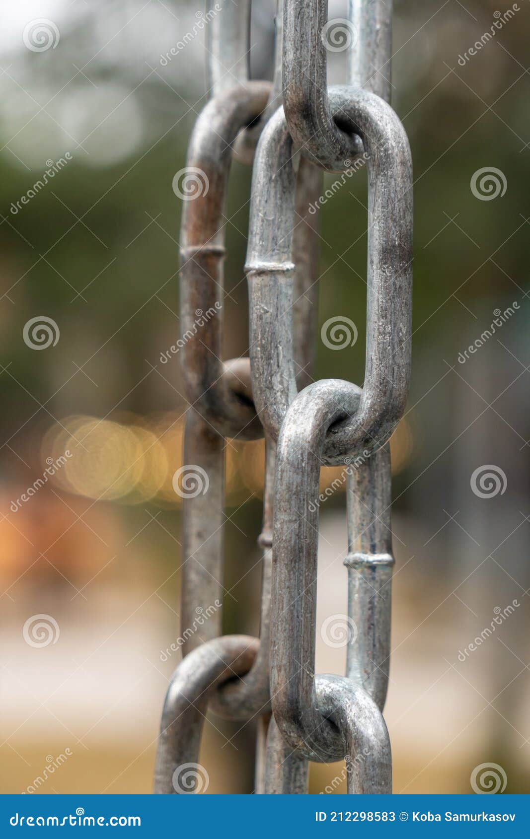 Strong Shiny Silver Chain, Outdoors, Park Background Stock Image ...