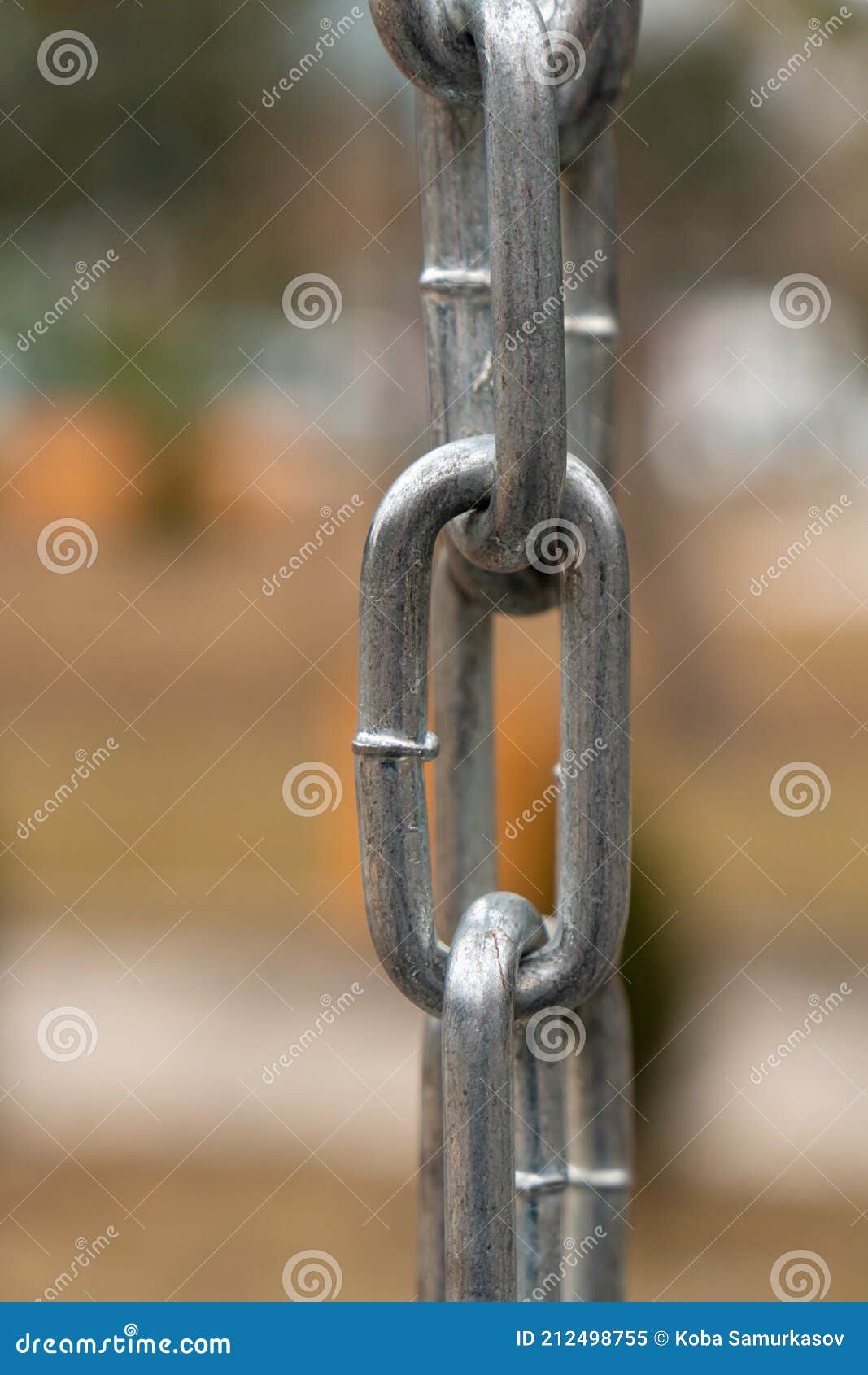Strong Shiny Silver Chain, Outdoors, Park Background Stock Image ...