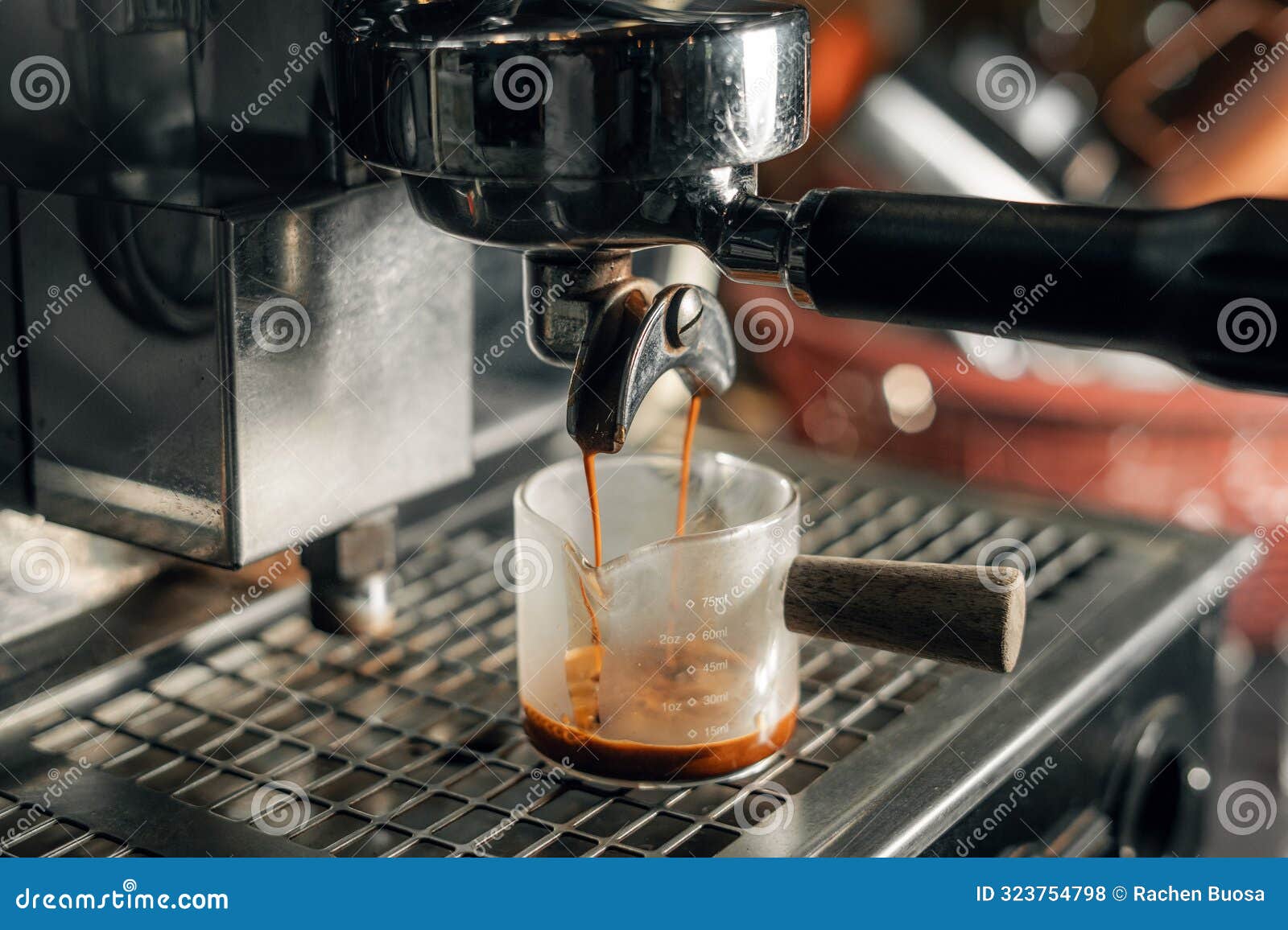 Strong Shot Espresso Coffee from the Machine Stock Photo - Image of ...