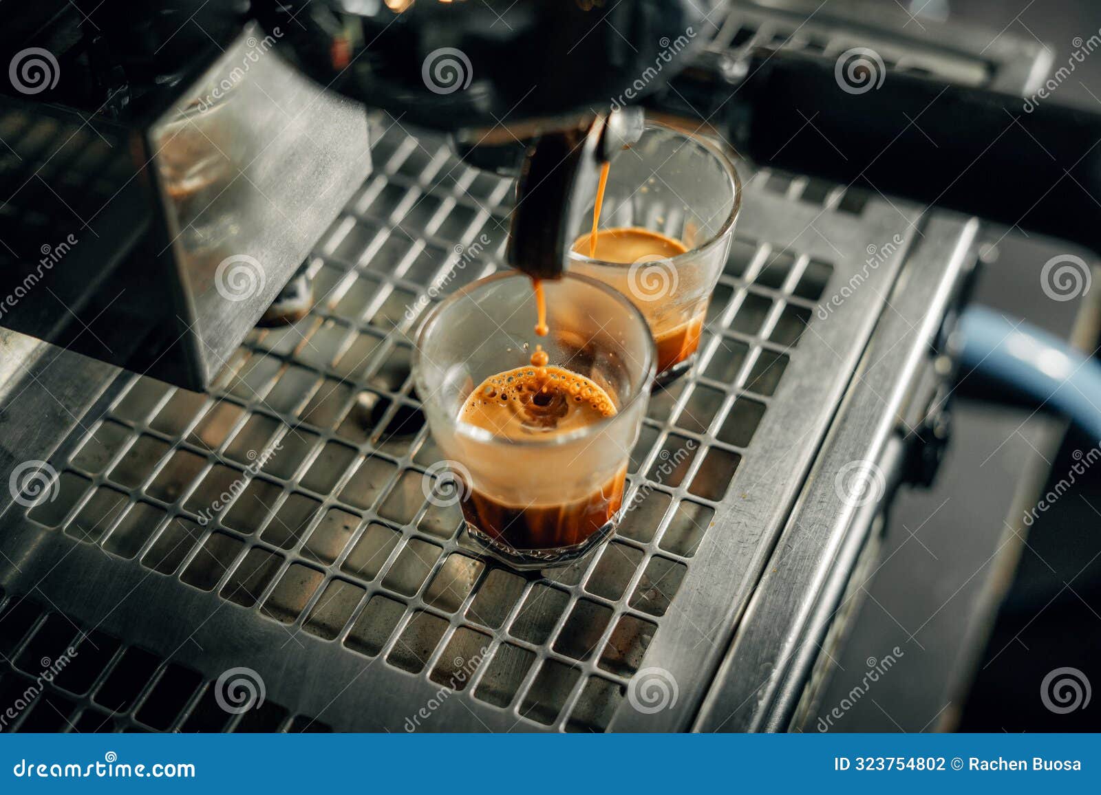 Strong Shot Espresso Coffee from the Machine Stock Photo - Image of ...
