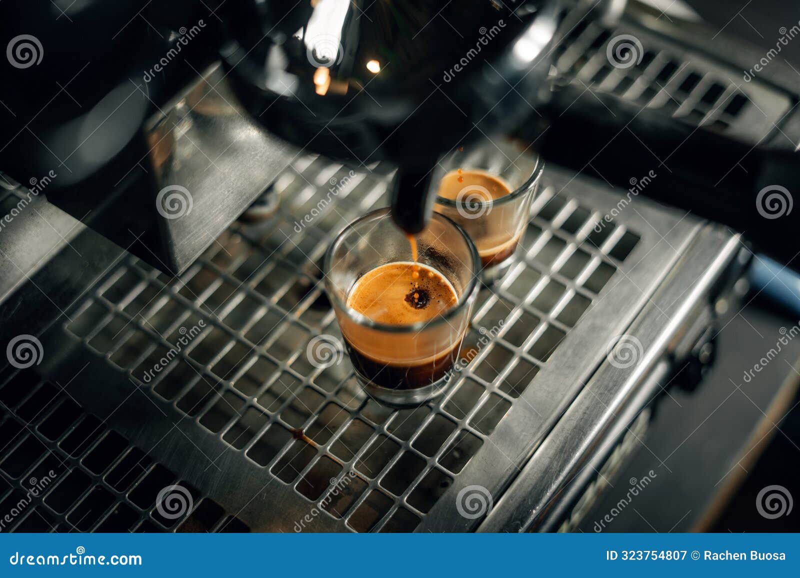 Strong Shot Espresso Coffee from the Machine Stock Image - Image of ...