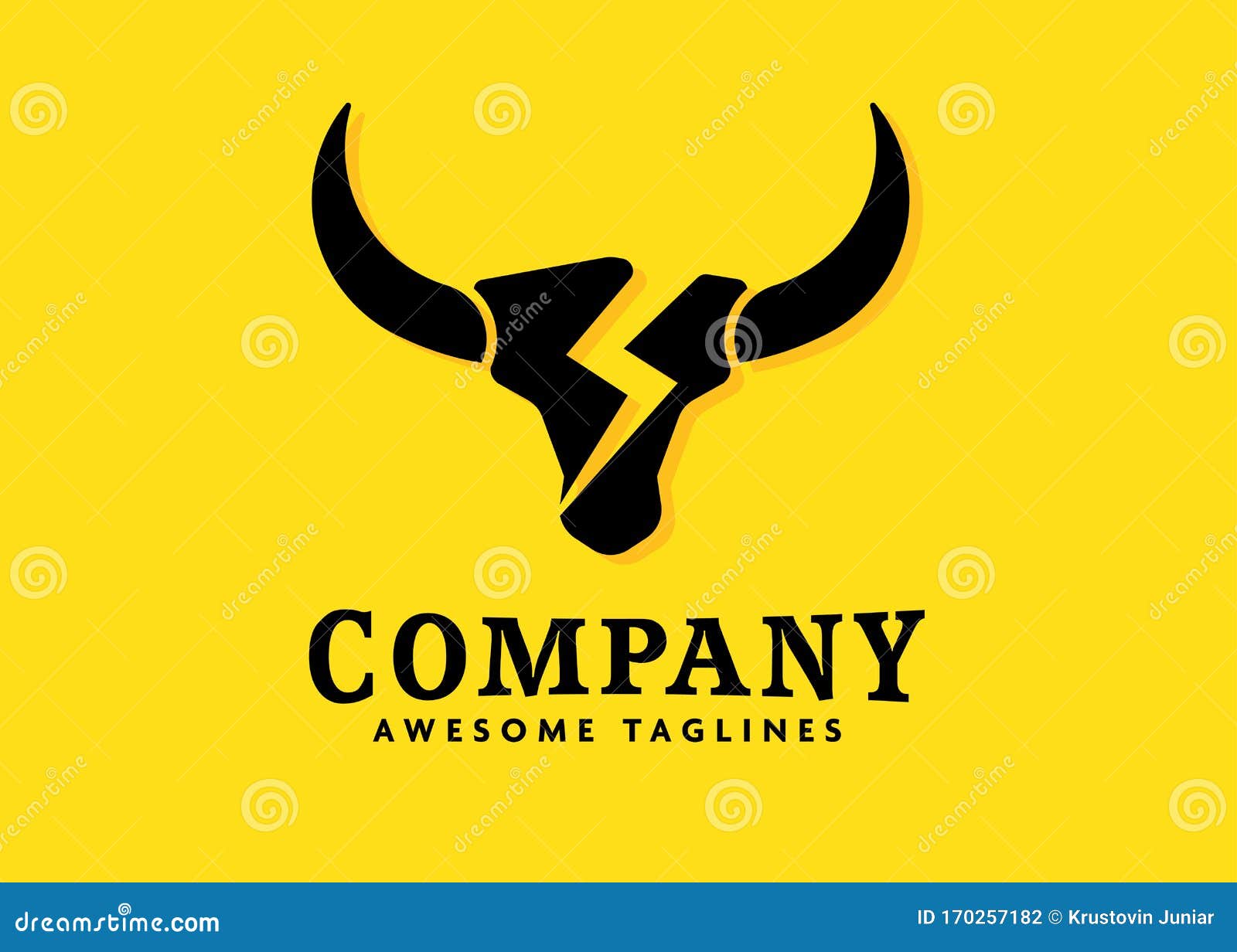 Simple Head Bull and Power Logo Vector Stock Vector - Illustration of ...