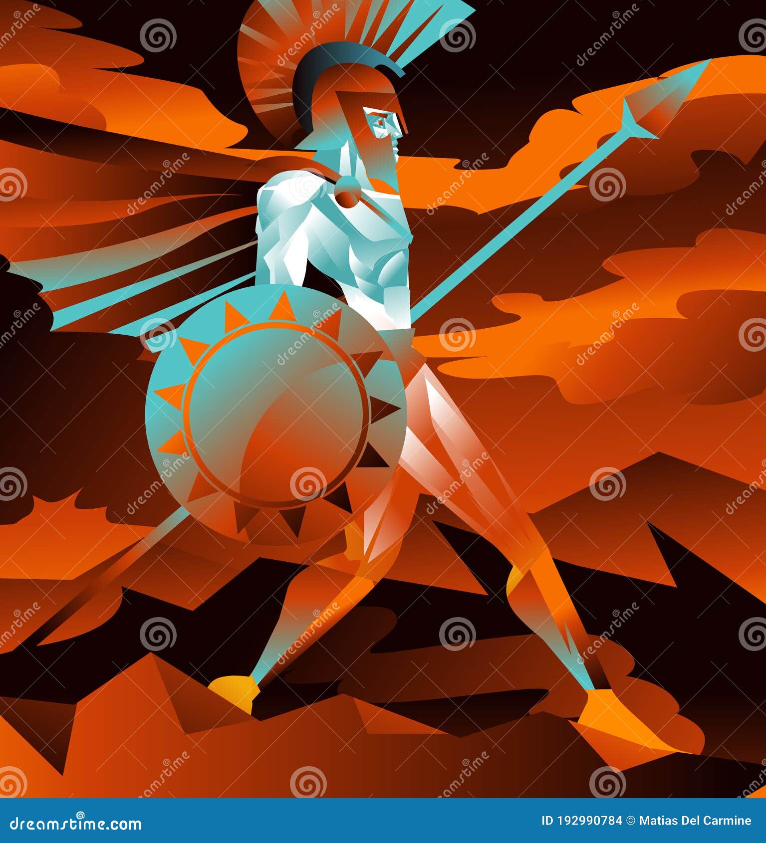 Strong Spartan Athlete With Dumbbell Vector Illustration ...