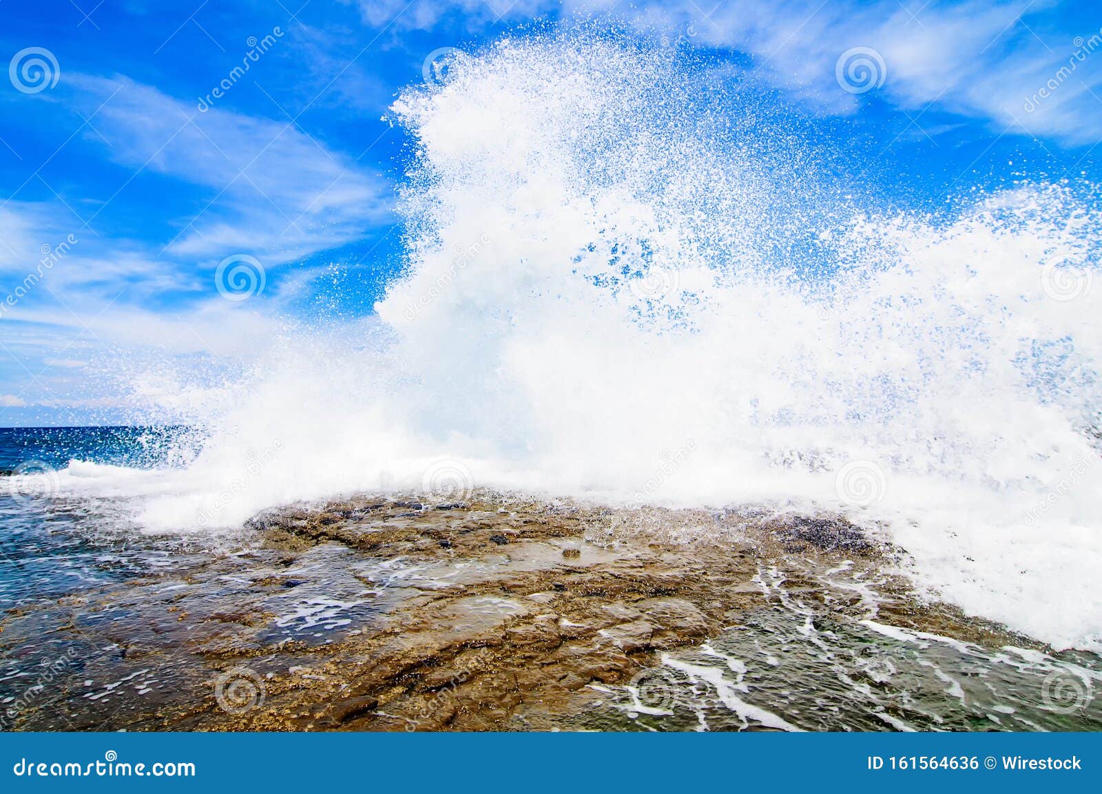 Strong Splash of Water Rising from the Middle of the Ocean and Throwing ...