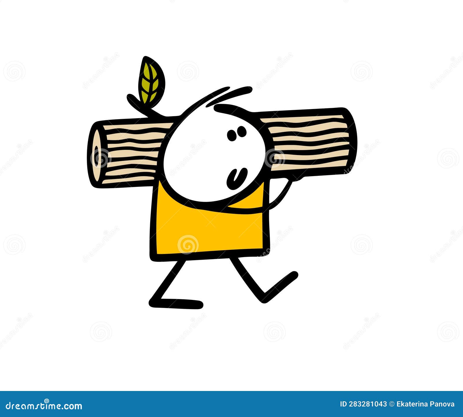 Strong Stickman at a Construction Site Cut Down a Tree in the Forest ...