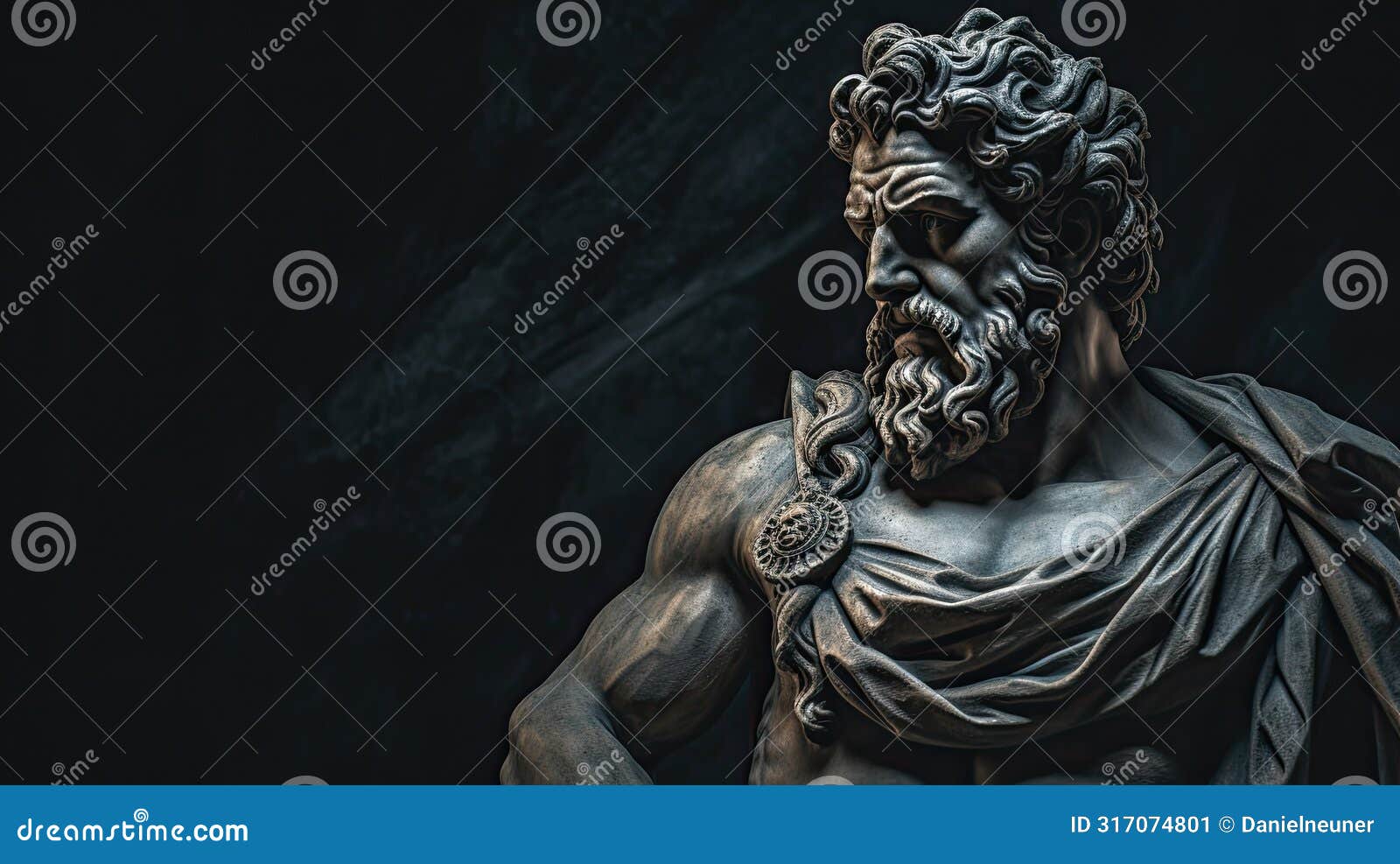 Strong Stoic Statue with a Semidark Background Stock Illustration ...