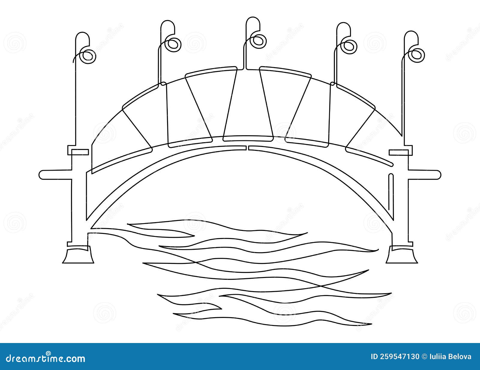 Strong Stone Bridge in Medieval Style Over the River. Lanterns on the ...