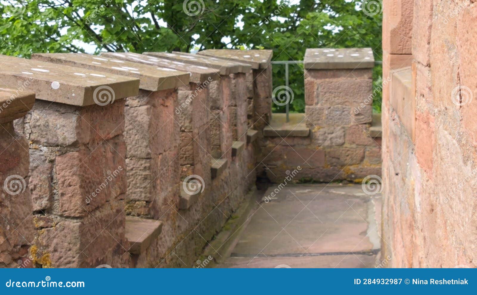Strong Stone Walls of the Medieval Old Castle on the Background of ...