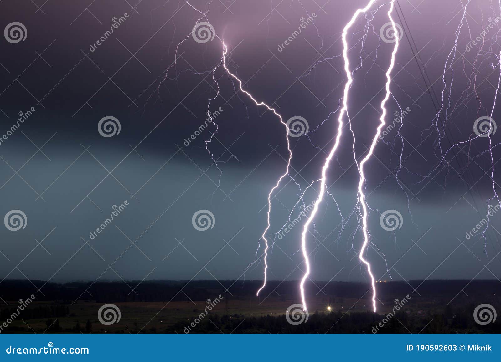 Strong Storm with Thunderbolts at Night Stock Image - Image of ...