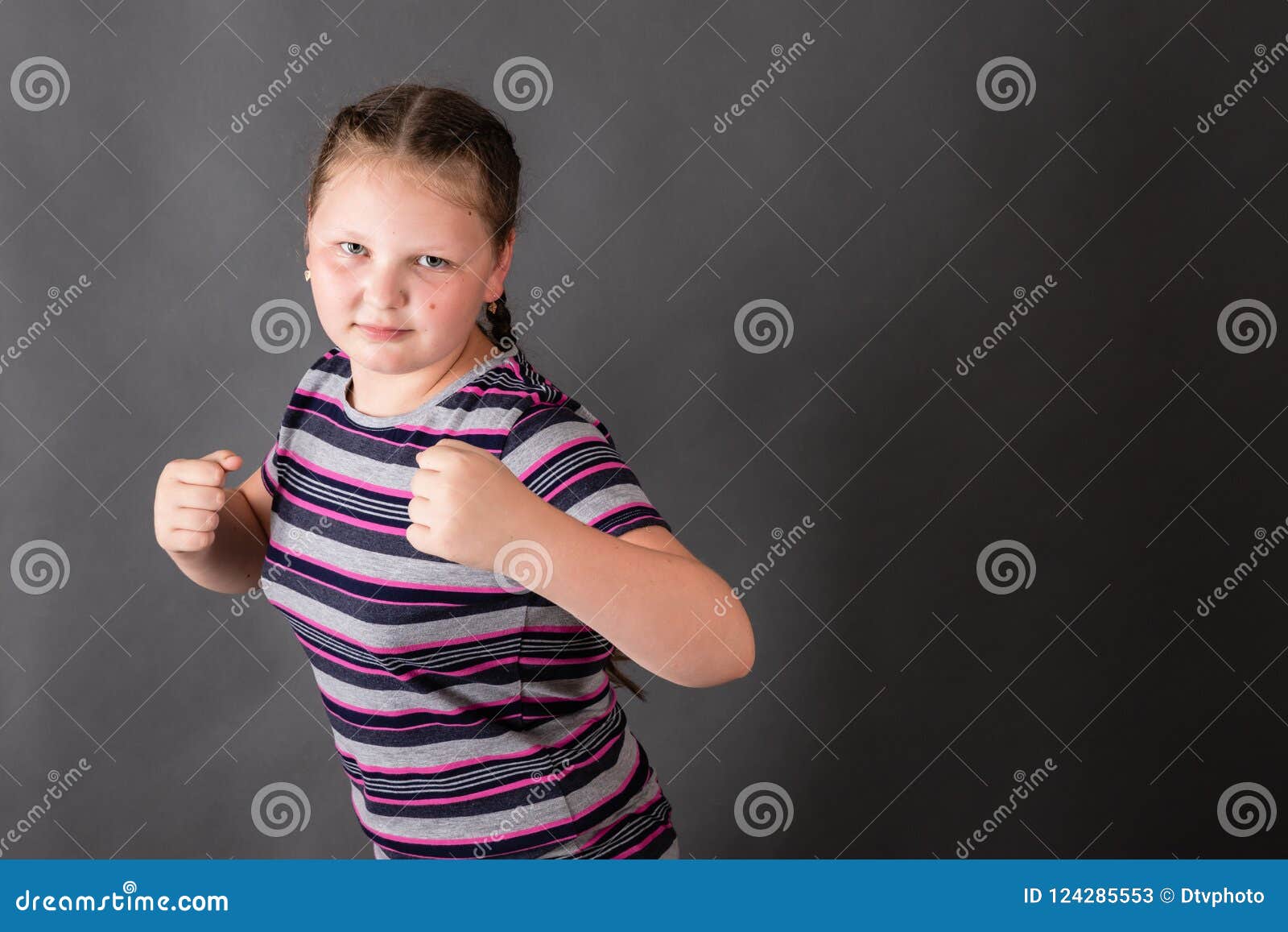 Strong Stout Girl in an Attacking Boxing Rack Stock Image - Image of ...