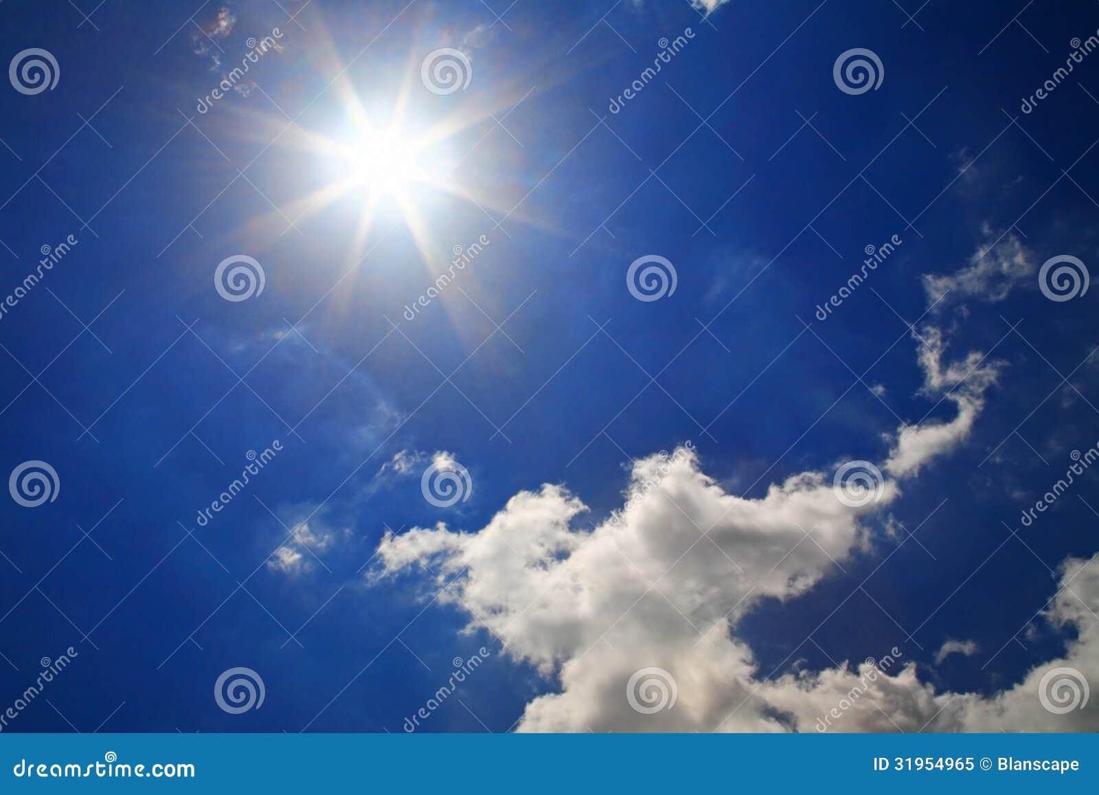 Strong Sun and Beautiful Clouds Stock Image - Image of background, open ...