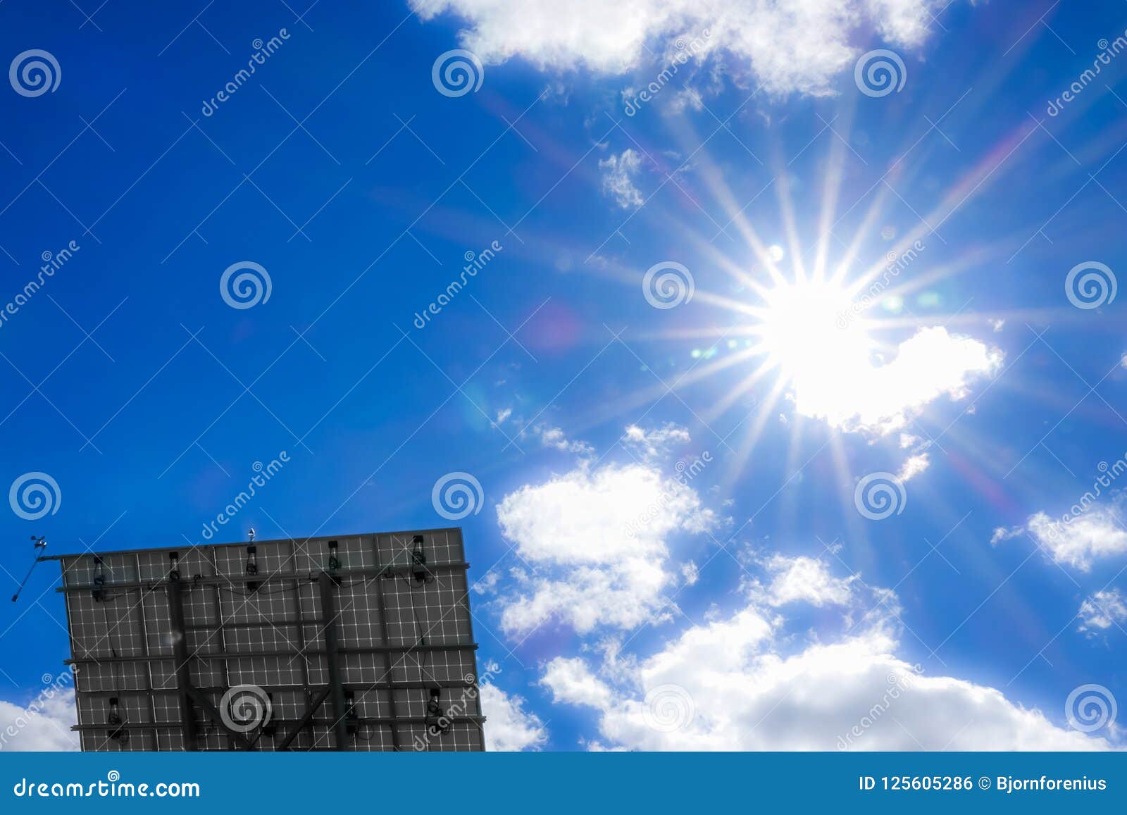Strong Sun Shining on a Solar Panel Stock Photo - Image of environment ...