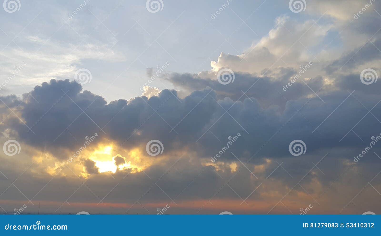 Strong Sunlight Behind the Huge Dark Cloud. Stock Image - Image of ...