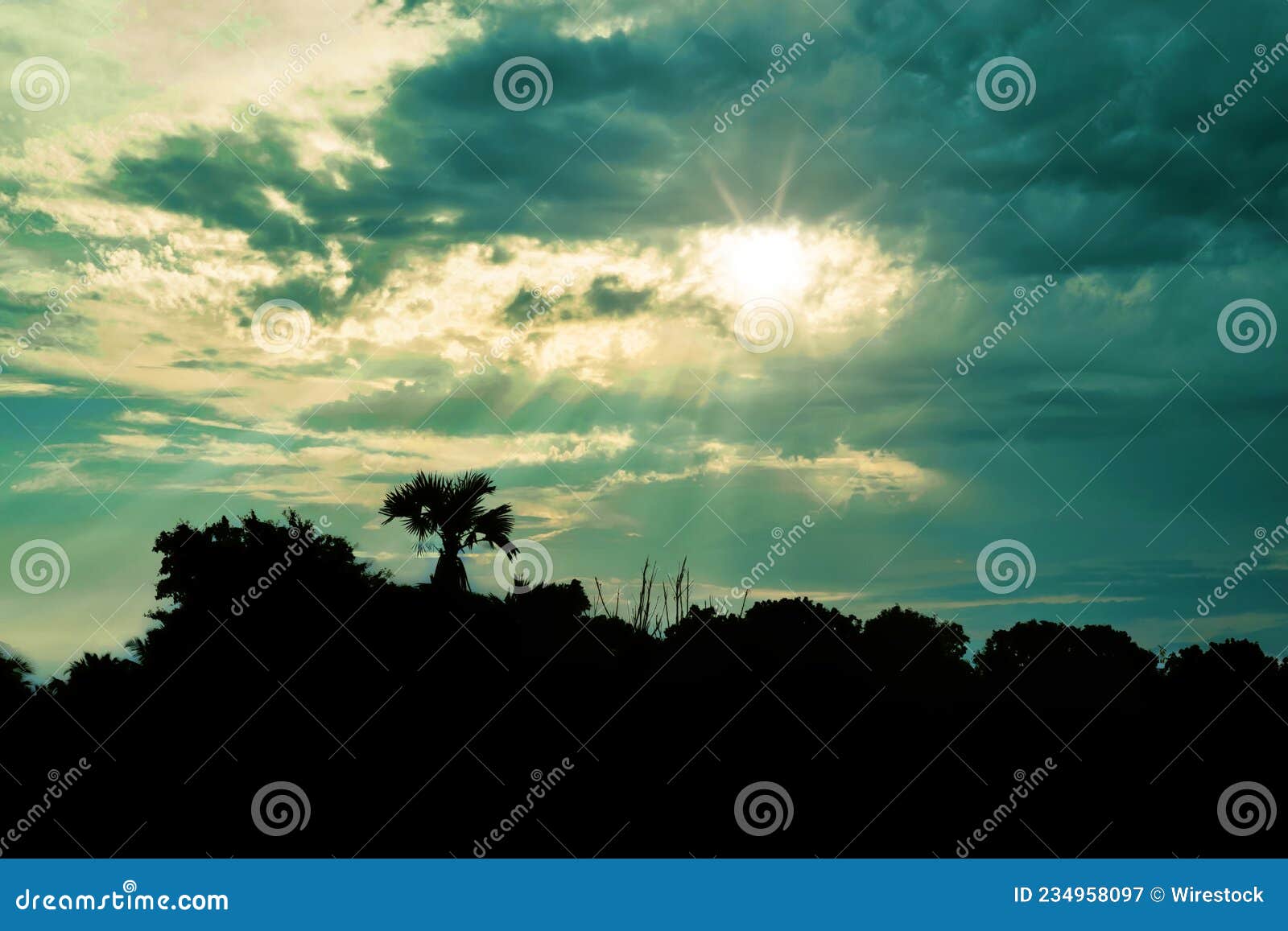 The Strong Sunrise with Blue Sky Stock Image - Image of sunset, evening ...