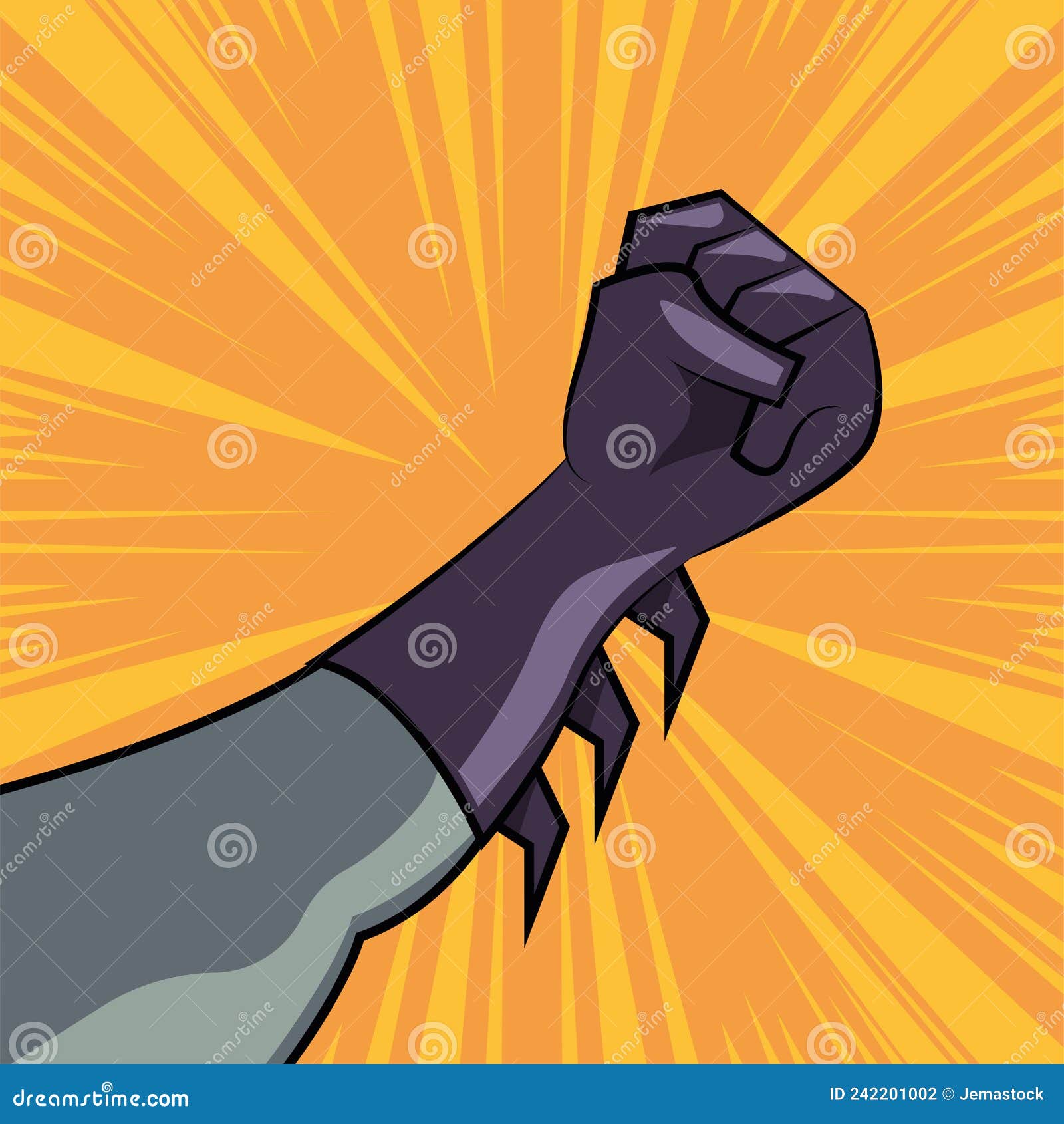 Strong superhero hand stock vector. Illustration of action - 242201002