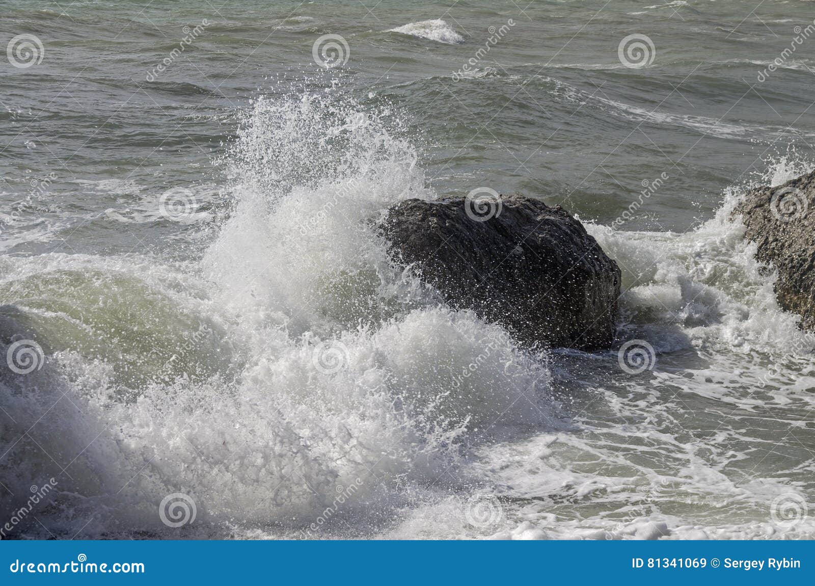 Strong Surf Breaking on Coastal Cliffs. Crimea. Stock Image - Image of ...