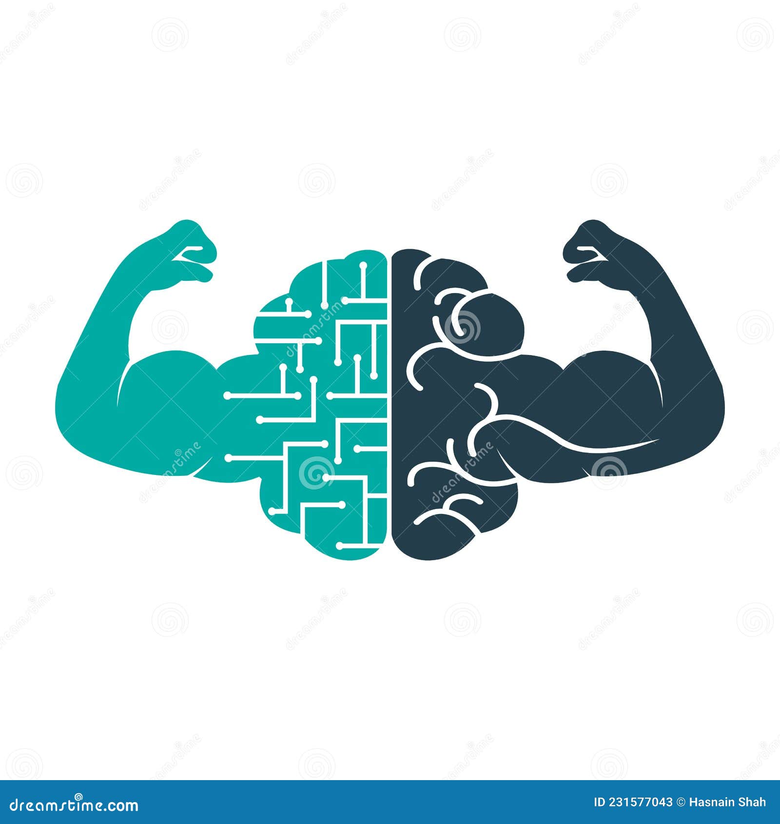 Strong Brain Connection with Strong Biceps. Stock Vector - Illustration ...