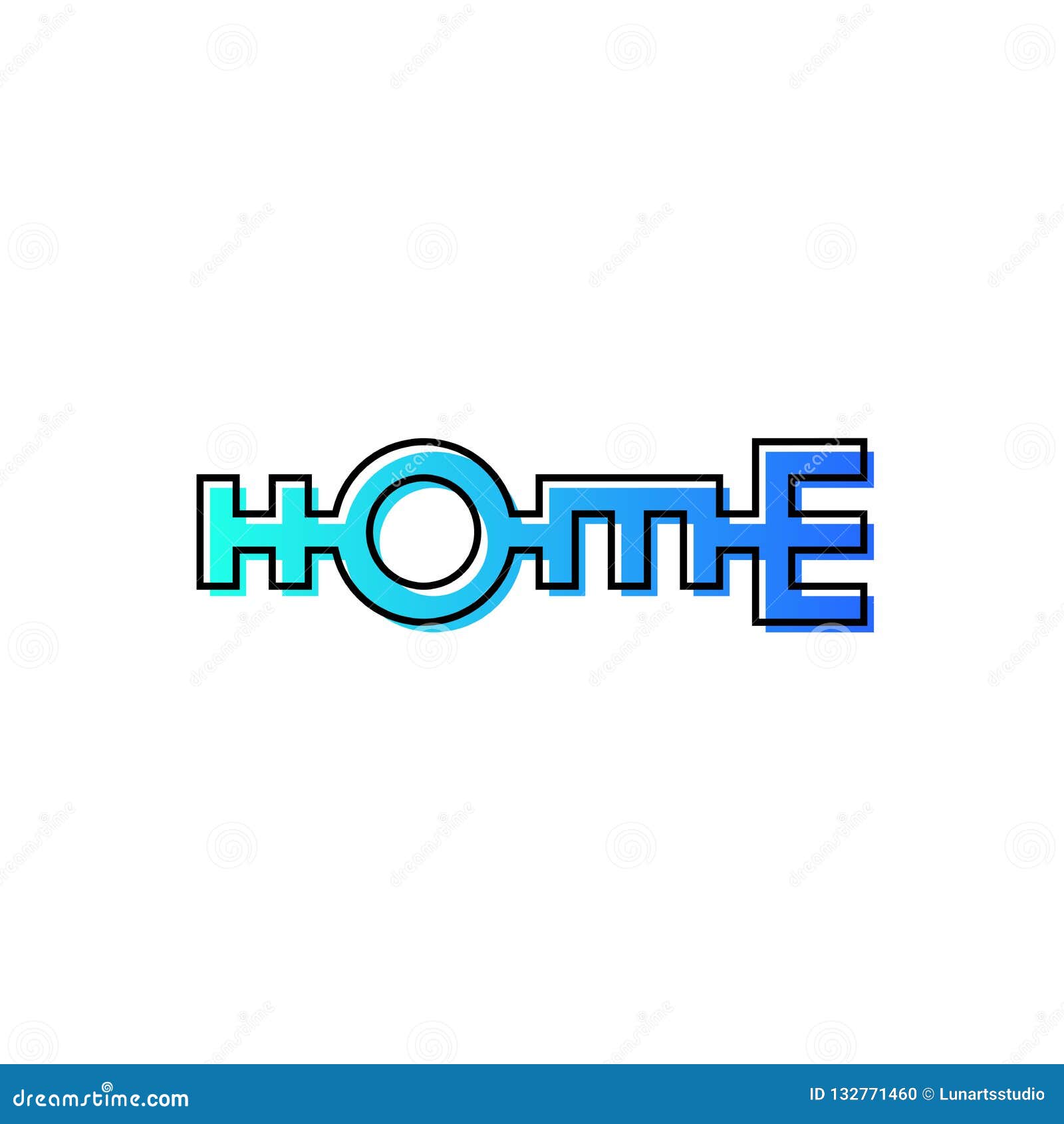 Strong Text Home Lettering or Typography in Geometric Style Stock ...