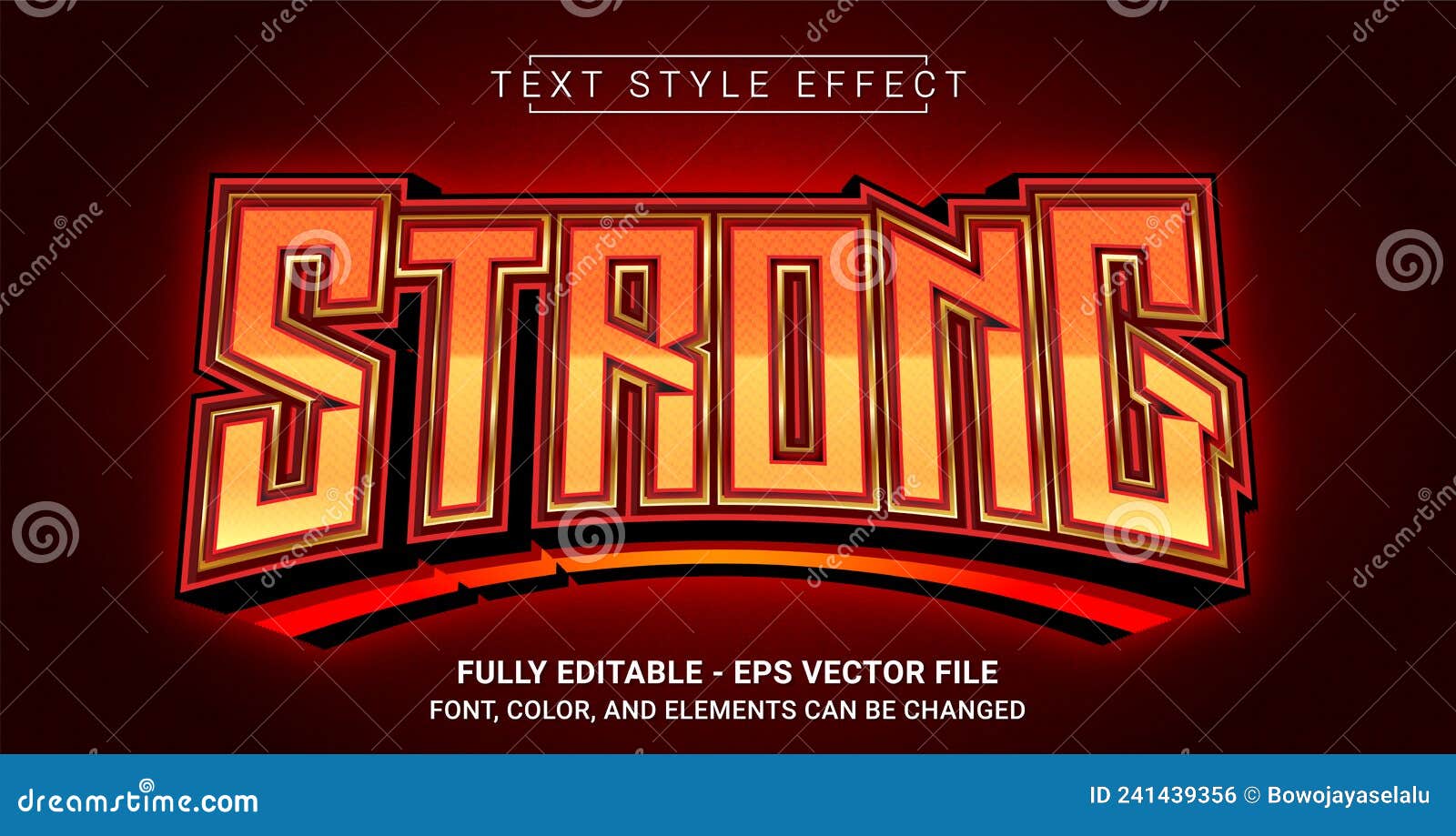 Strong Text Style Effect stock vector. Illustration of bold - 241439356