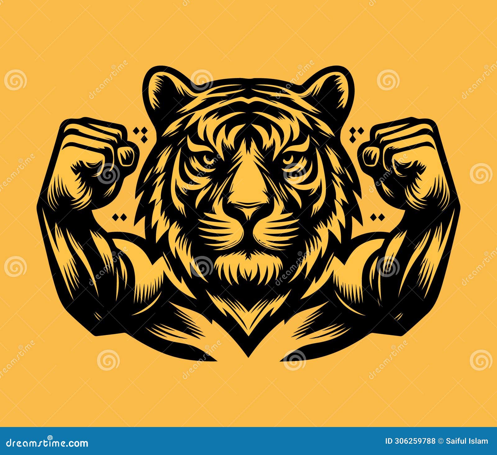 Tiger In Boxing Gloves And Lettering Print Design For T-shirt Cartoon ...
