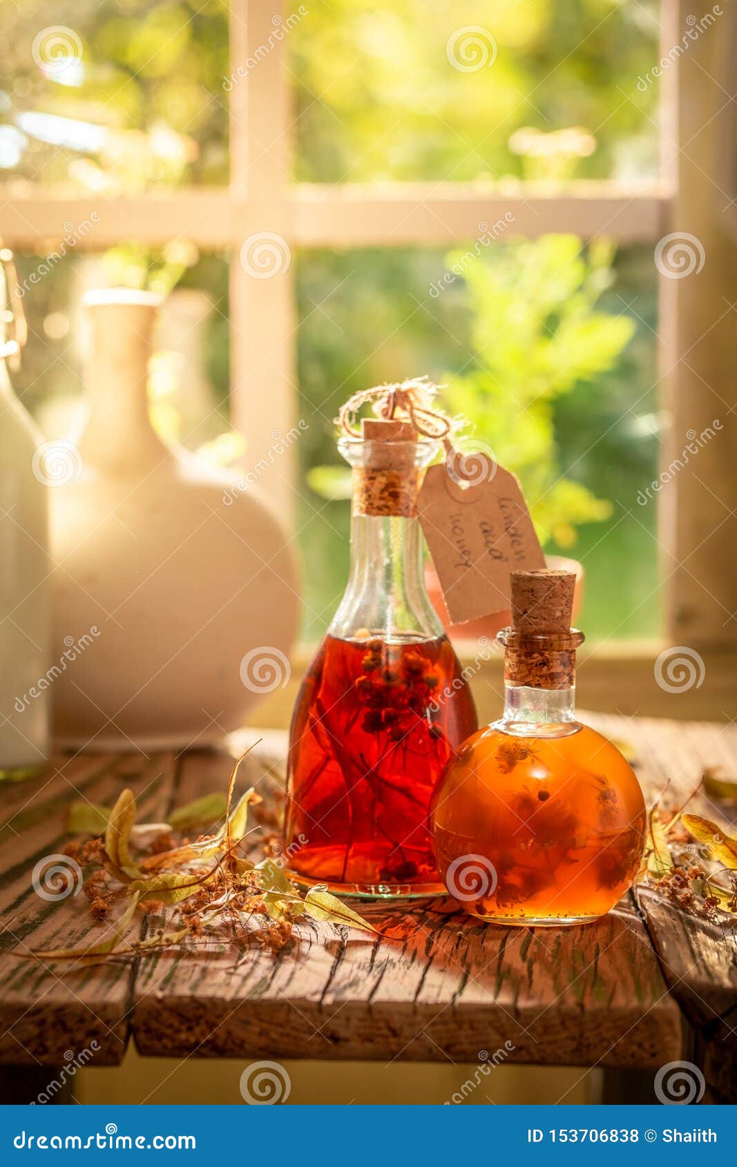Strong Tincture Made of Alcohol, Honey and Linden Stock Photo - Image ...