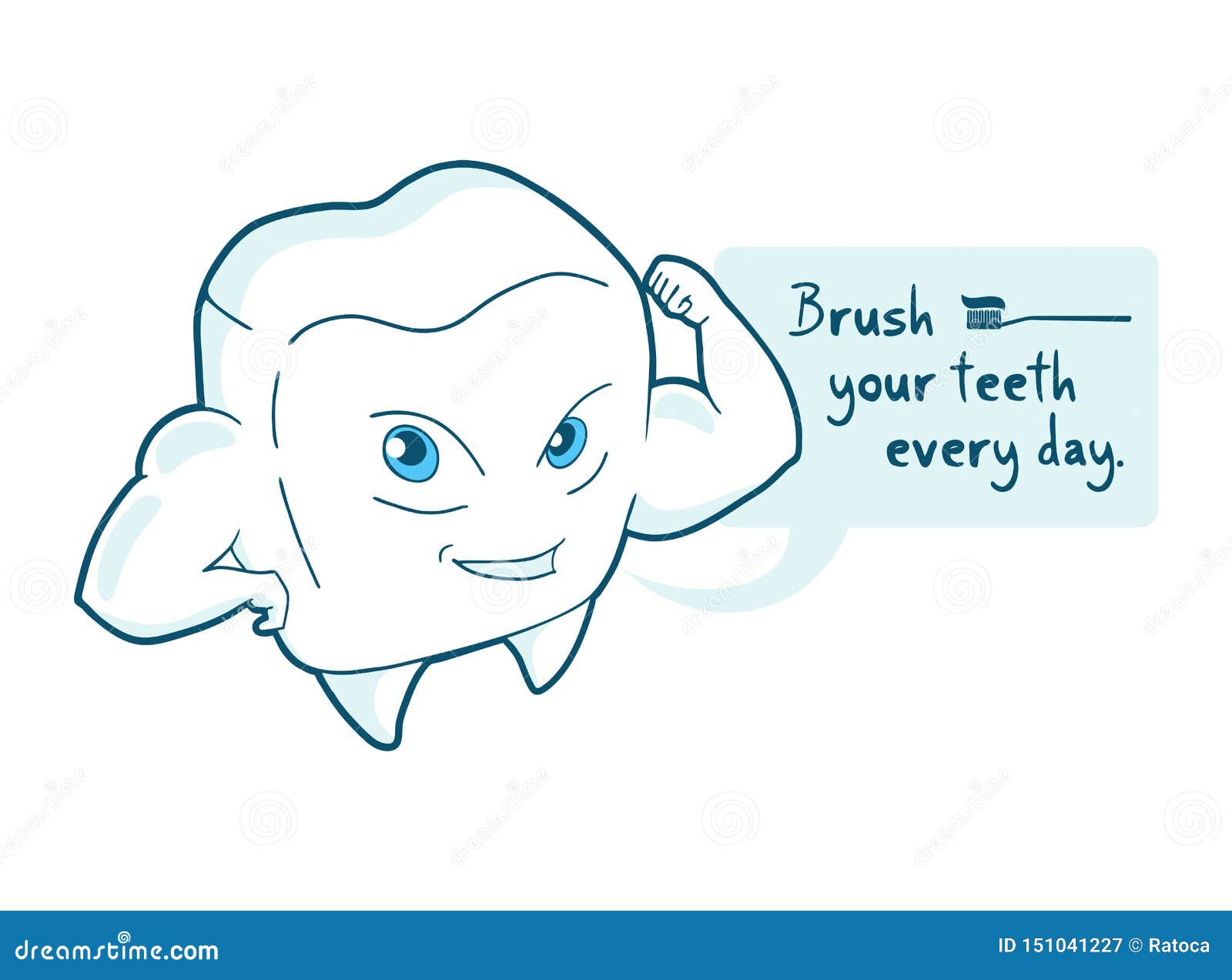 Strong Tooth and Brush Your Teeth Every Day Message Stock Vector ...
