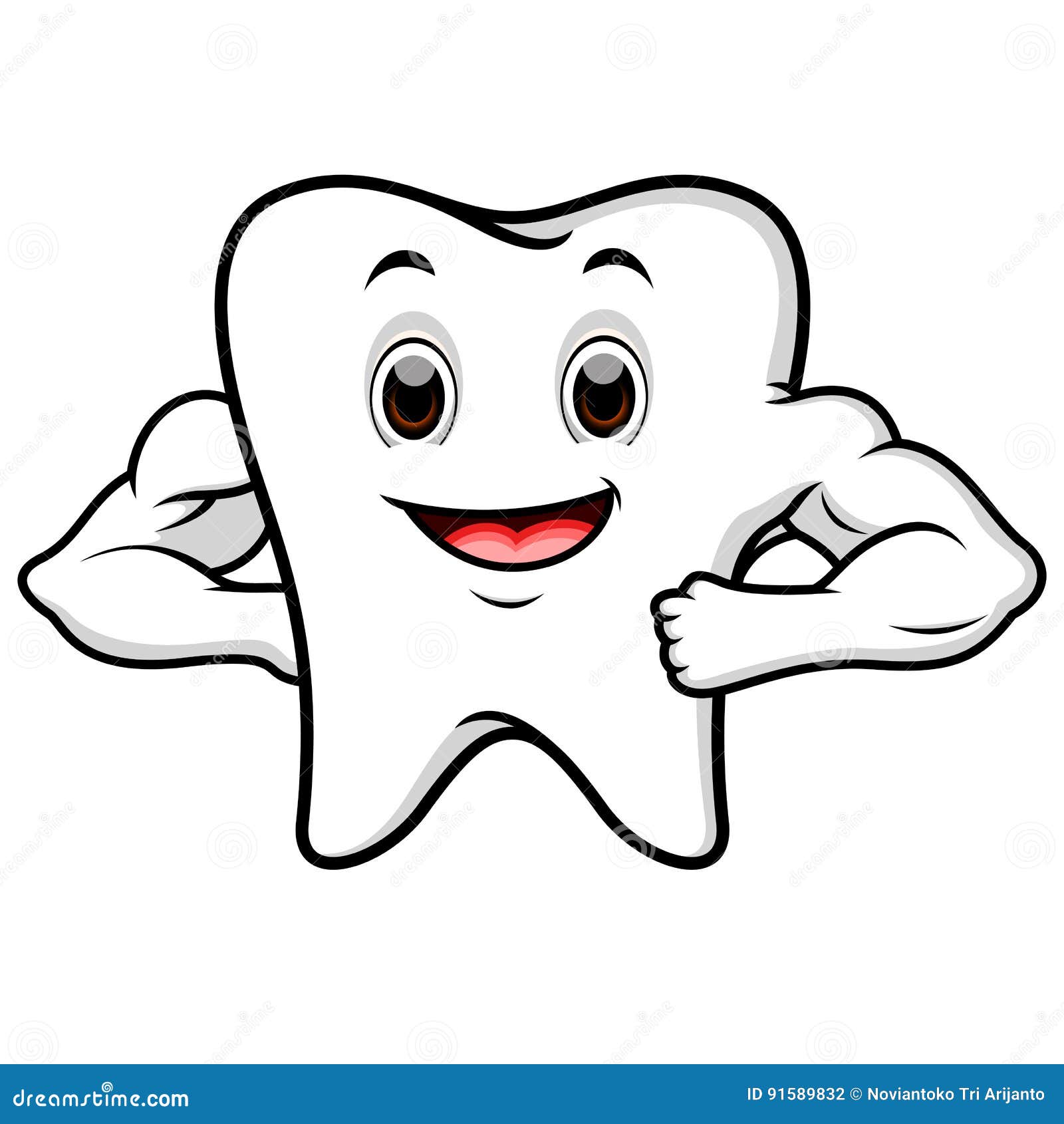 Strong tooth cartoon stock vector. Illustration of cavity - 91589832